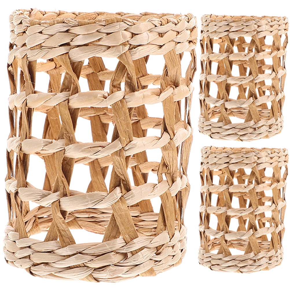 Moluckfu Cup Protective Cover Woven Cup Cover Beige 3Pcs Simple Design ...