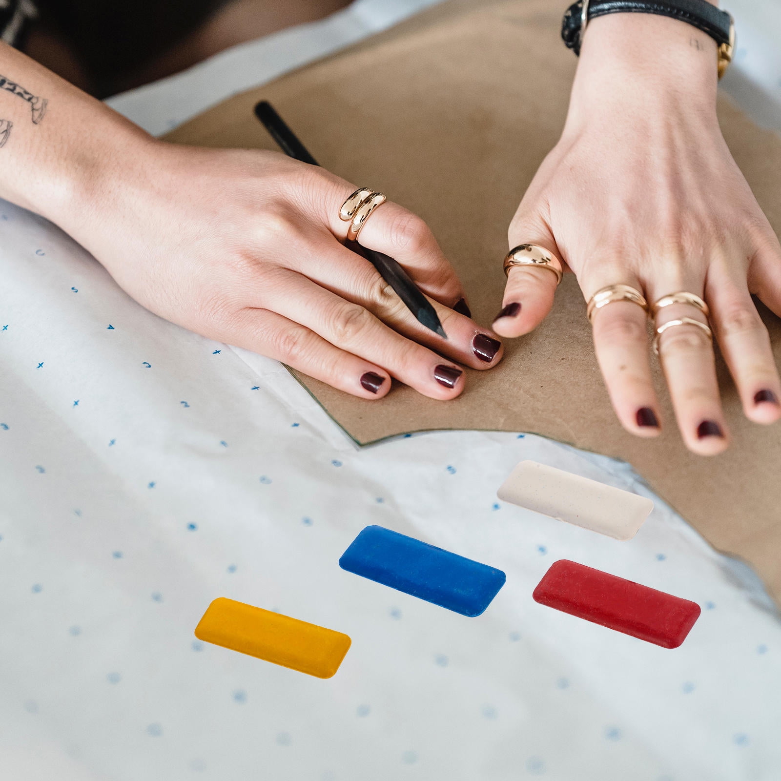 Moluckfu 4 Boxes Fabric Marking Chalk Red Blue Yellow for Tailoring ...