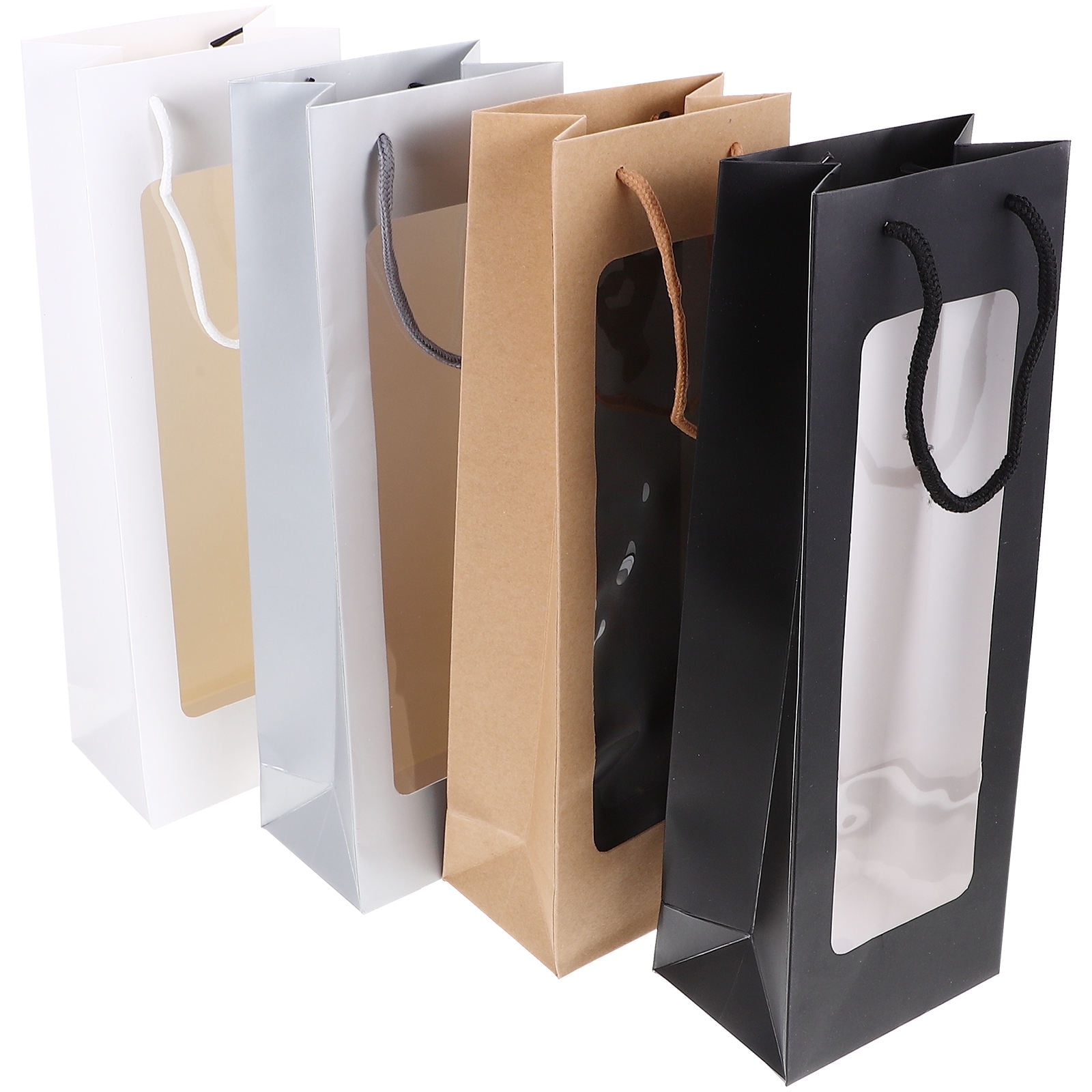 Moluckfu 4Pcs Beverage Bottle Carrier Paper Bags With Window For ...