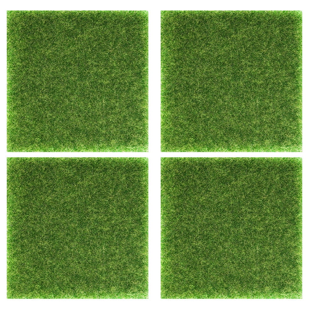 Moluckfu 4Set Green Artificial Grass Mats For Model Grass Miniature ...
