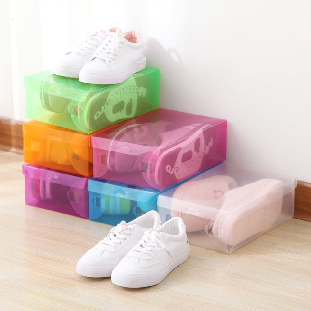 Moluckfu 6Pcs Shoes Container for Closet Storage White Plastic ...