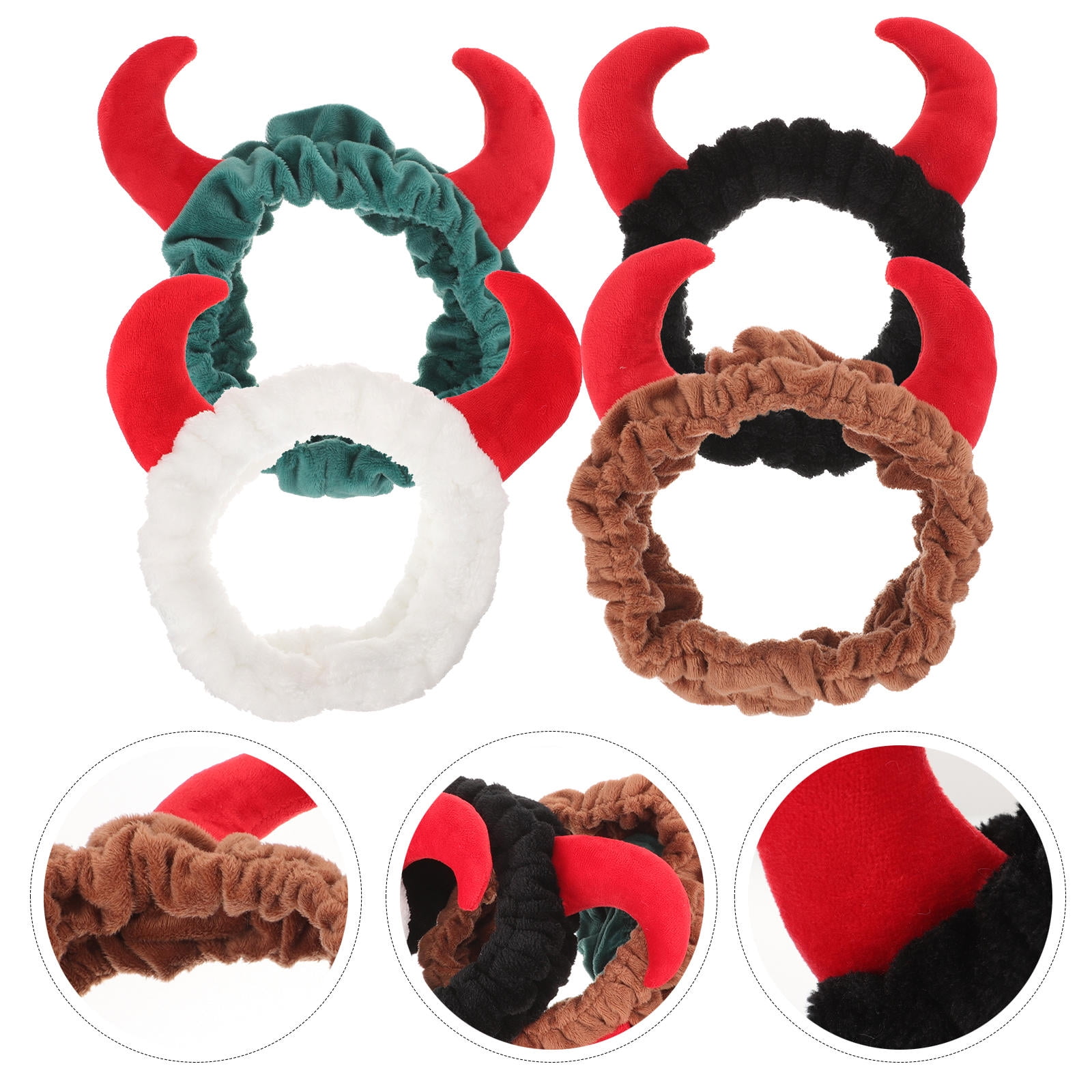 Moluckfu Fluffy Devil Horn Makeup Headband For Girls Spa Facial Washing ...