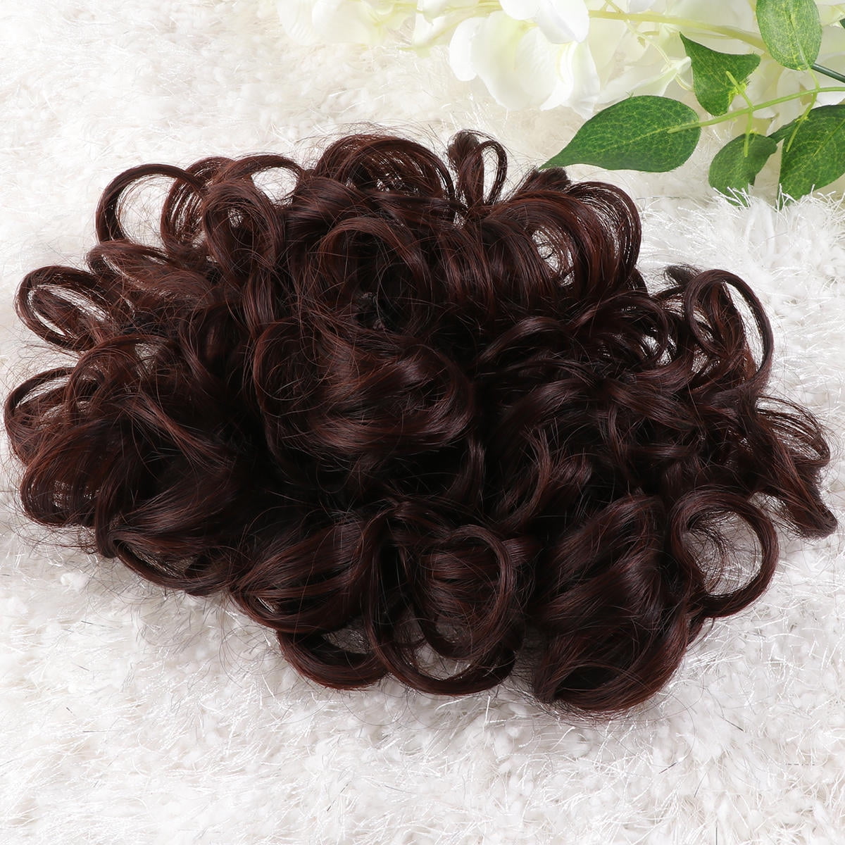 Moluckfu Hair Doughnut 1Pack Curly Synthetic High Temperature Fiber for ...