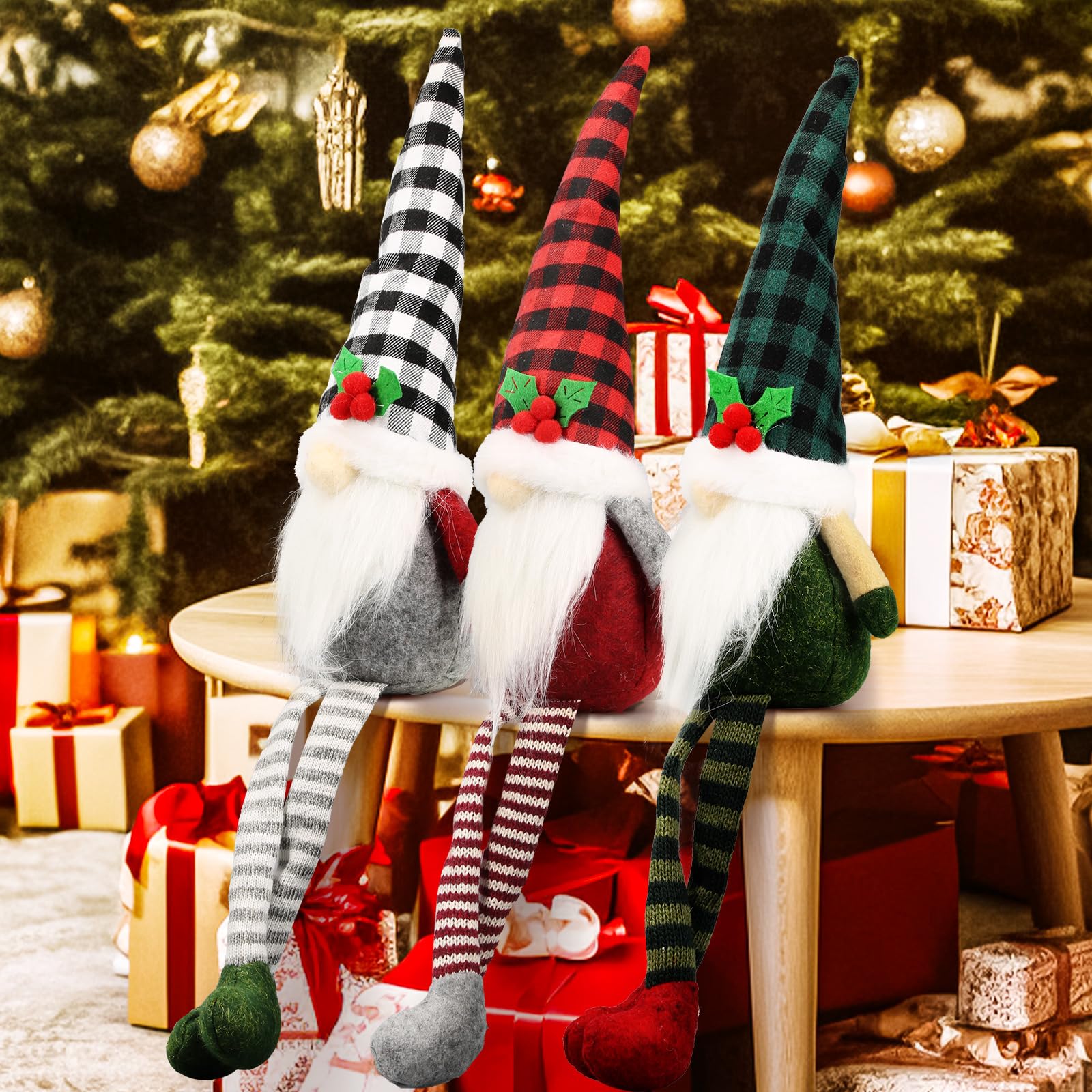 Christmas Gnomes Decorations LED Light Handmade Swedish Tomte Gnomes ...