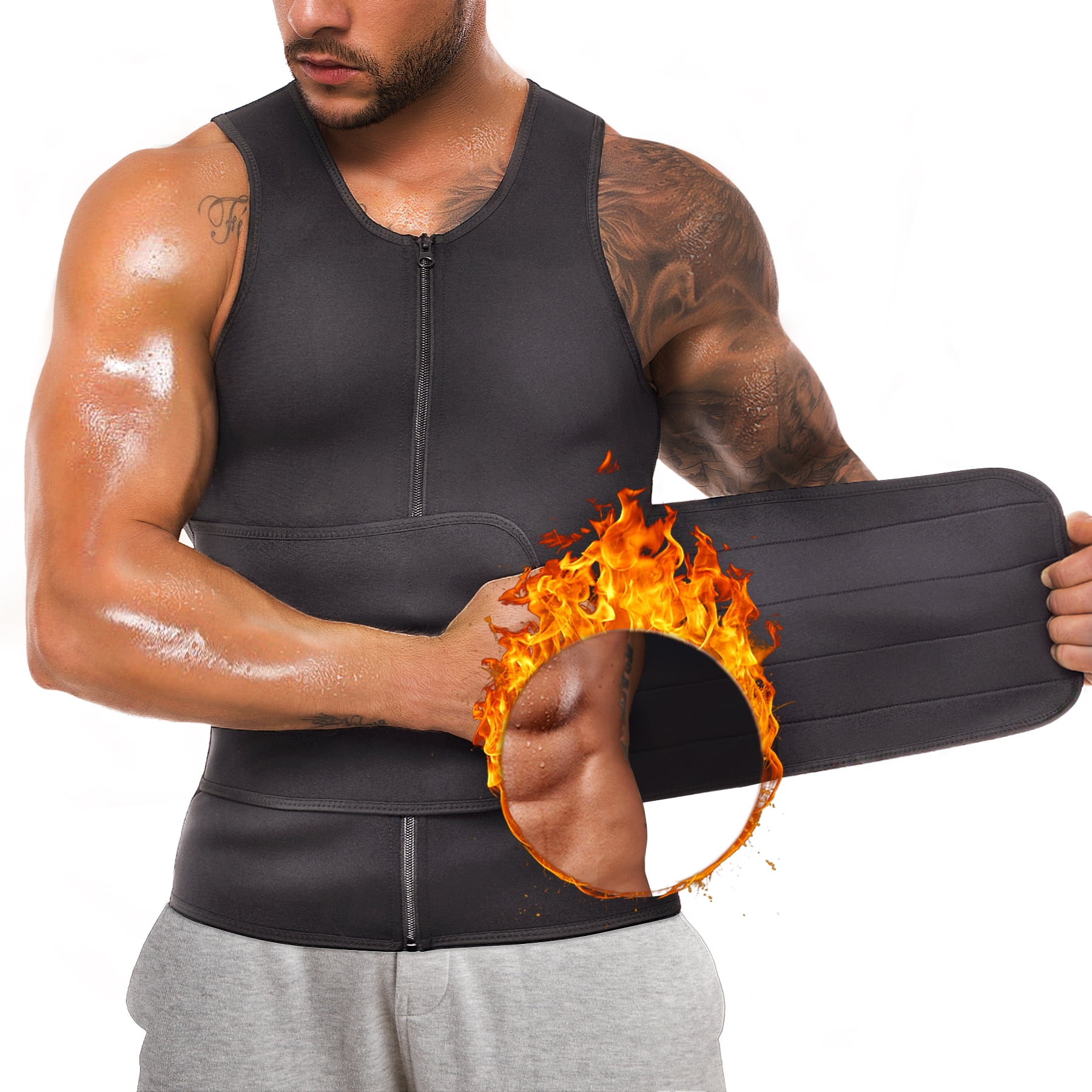 Molutan Men Sweat Sauna Vest for Weight Loss Hot Neoprene Waist Trainer ...