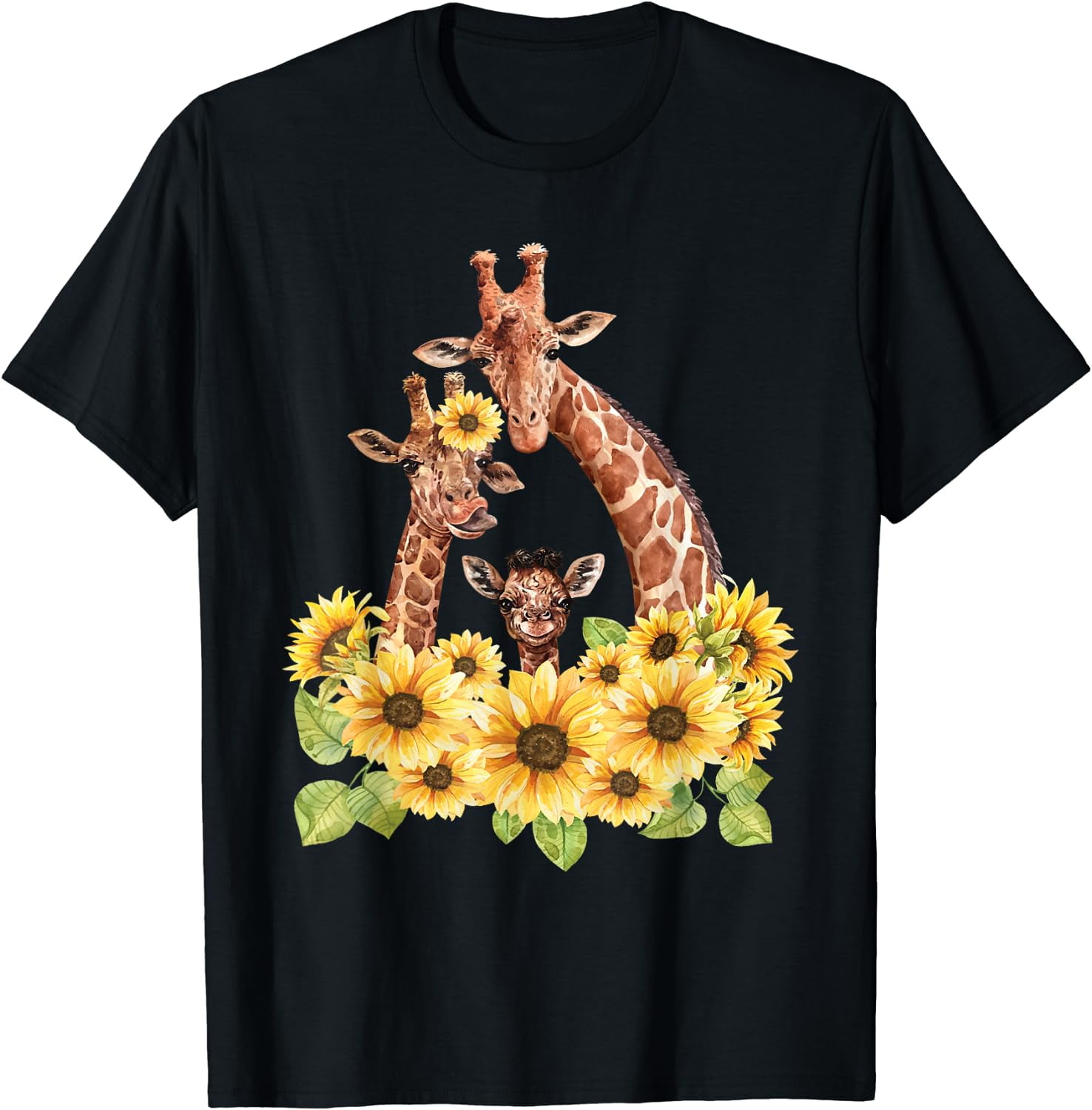Mom And Baby Giraffe - Safari Zoo Animal Lovers Giraffes T-Shirt Black ...