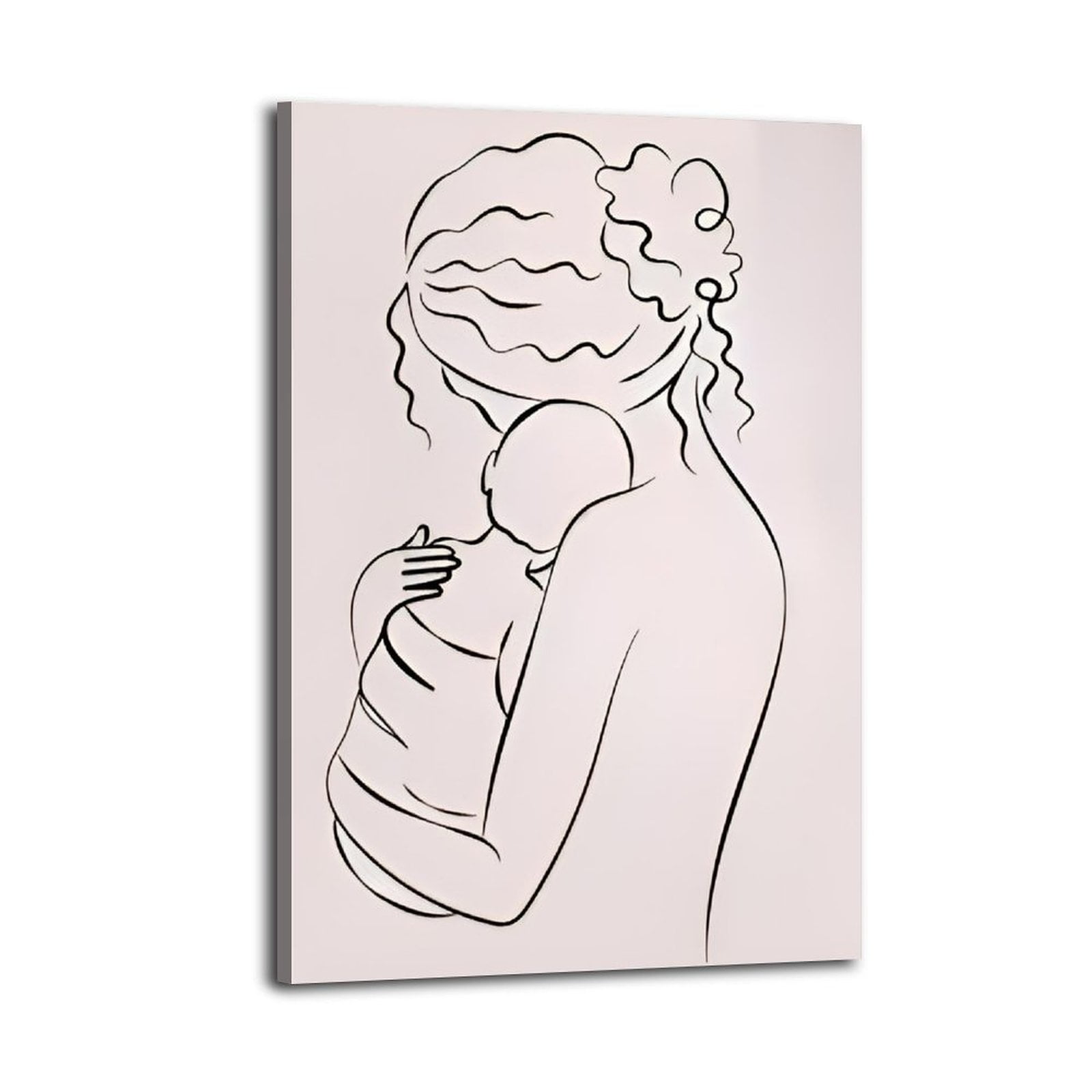 Mom And Baby Line Art, Mother Line Drawing Poster Great Wall Art for ...
