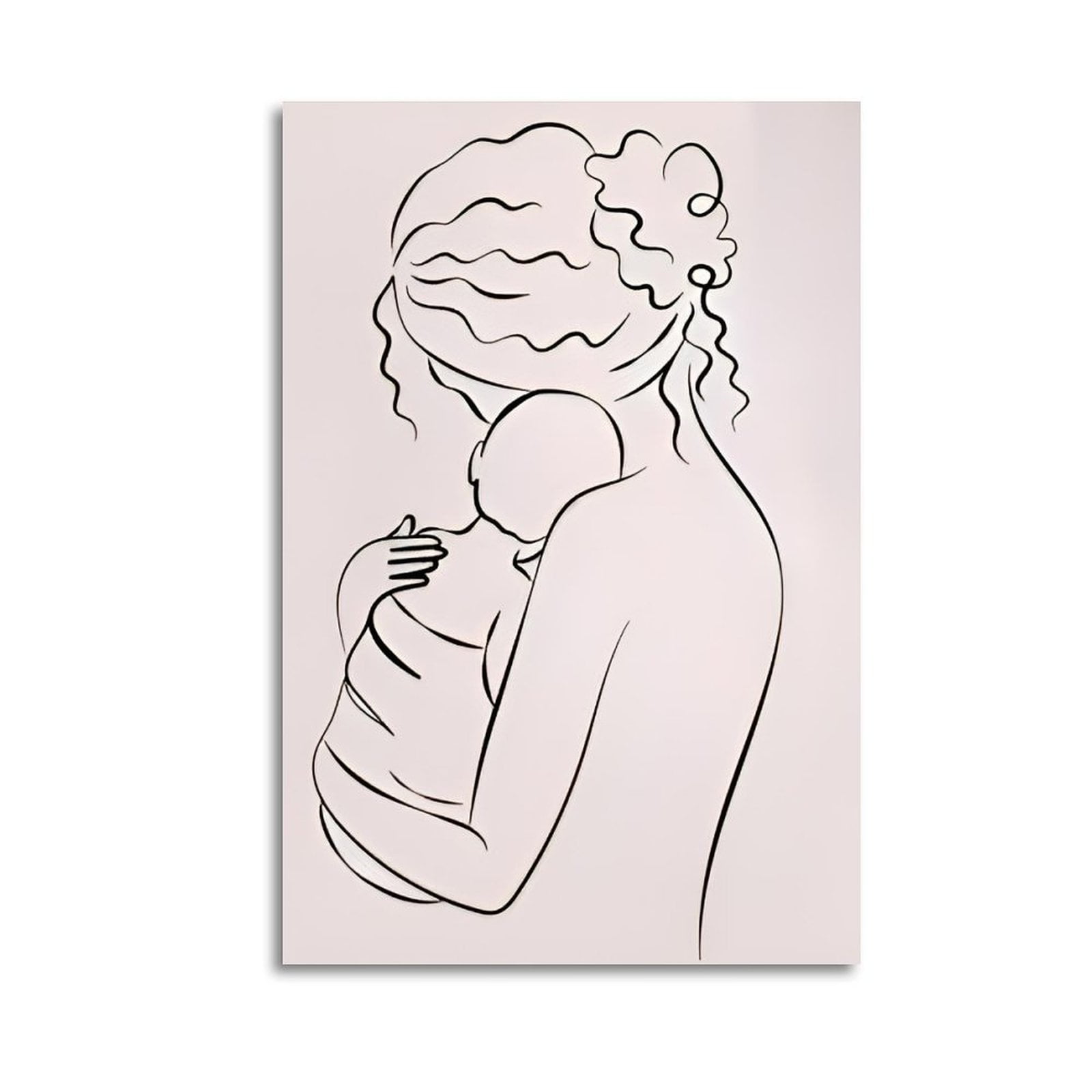 Mom And Baby Line Art, Mother Line Drawing Poster Great Wall Art for Home Decor,Made In USA ...