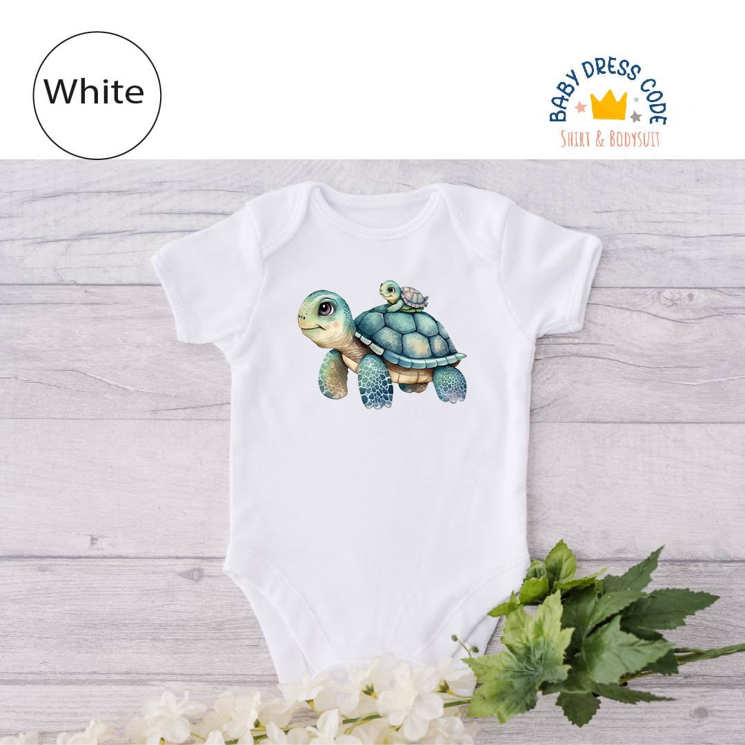 Mom And Baby Turtle Bodysuit, Sea Turtle Baby Bodysuit, Cute Turtle T ...