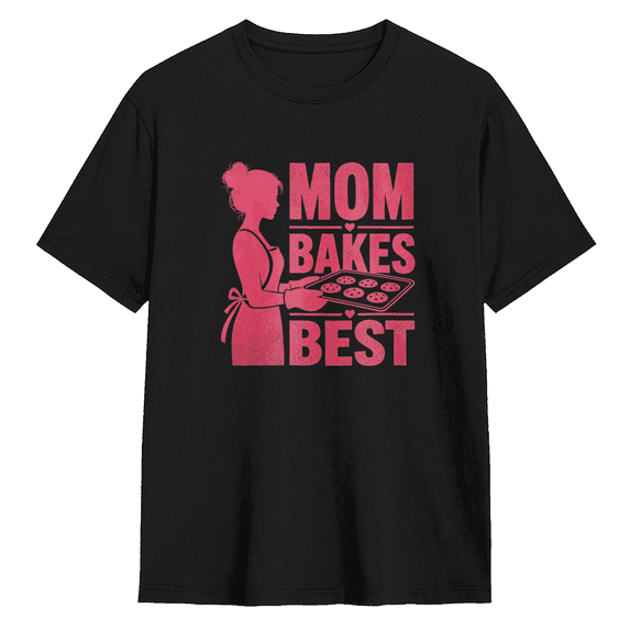 Mom Bakes Best Vintage Graphic Tee for Women, Mom Family Gift Cotton ...