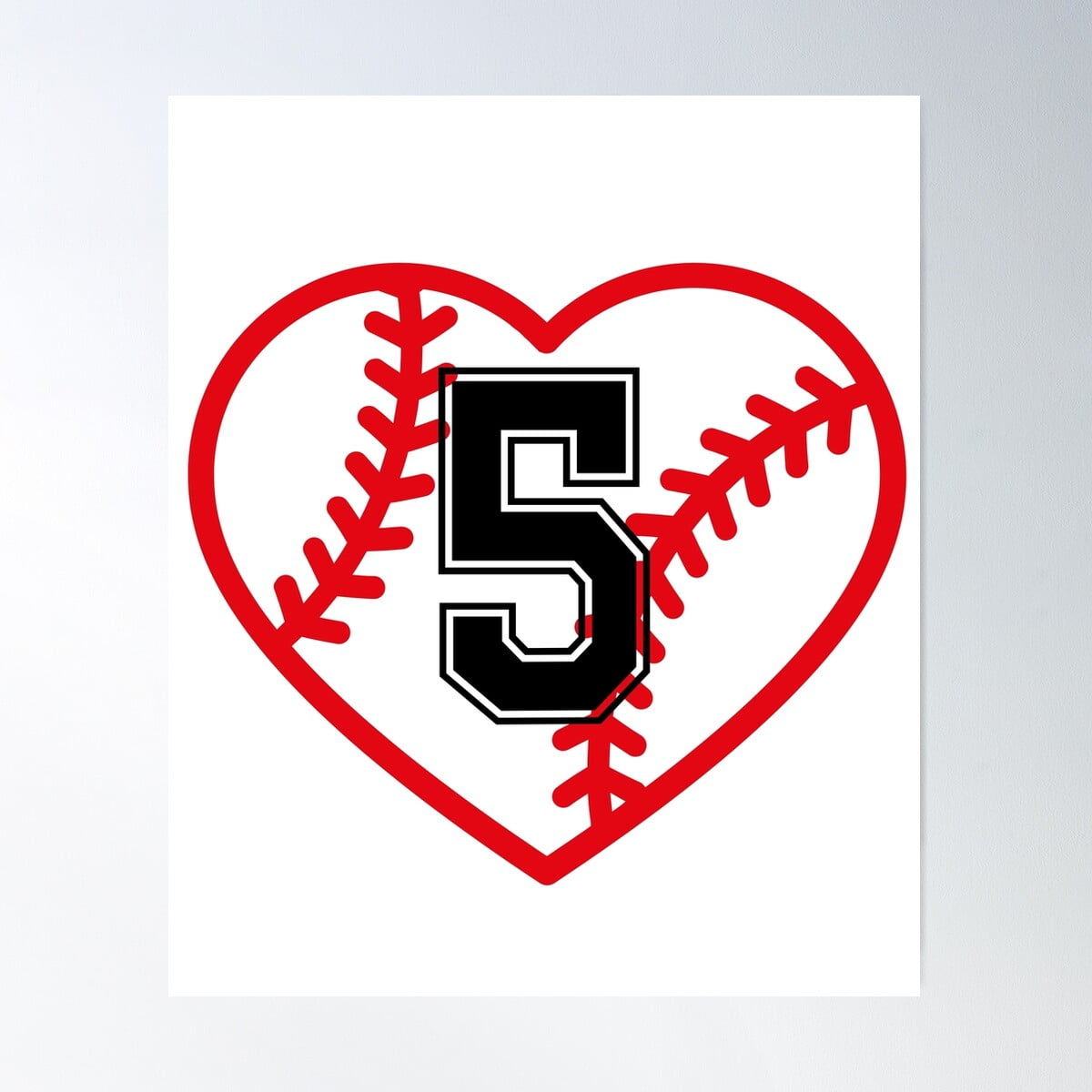 Mom Baseball Number 5, Baseball Boy Mom #5 Poster Wall Art, Modern Wall ...