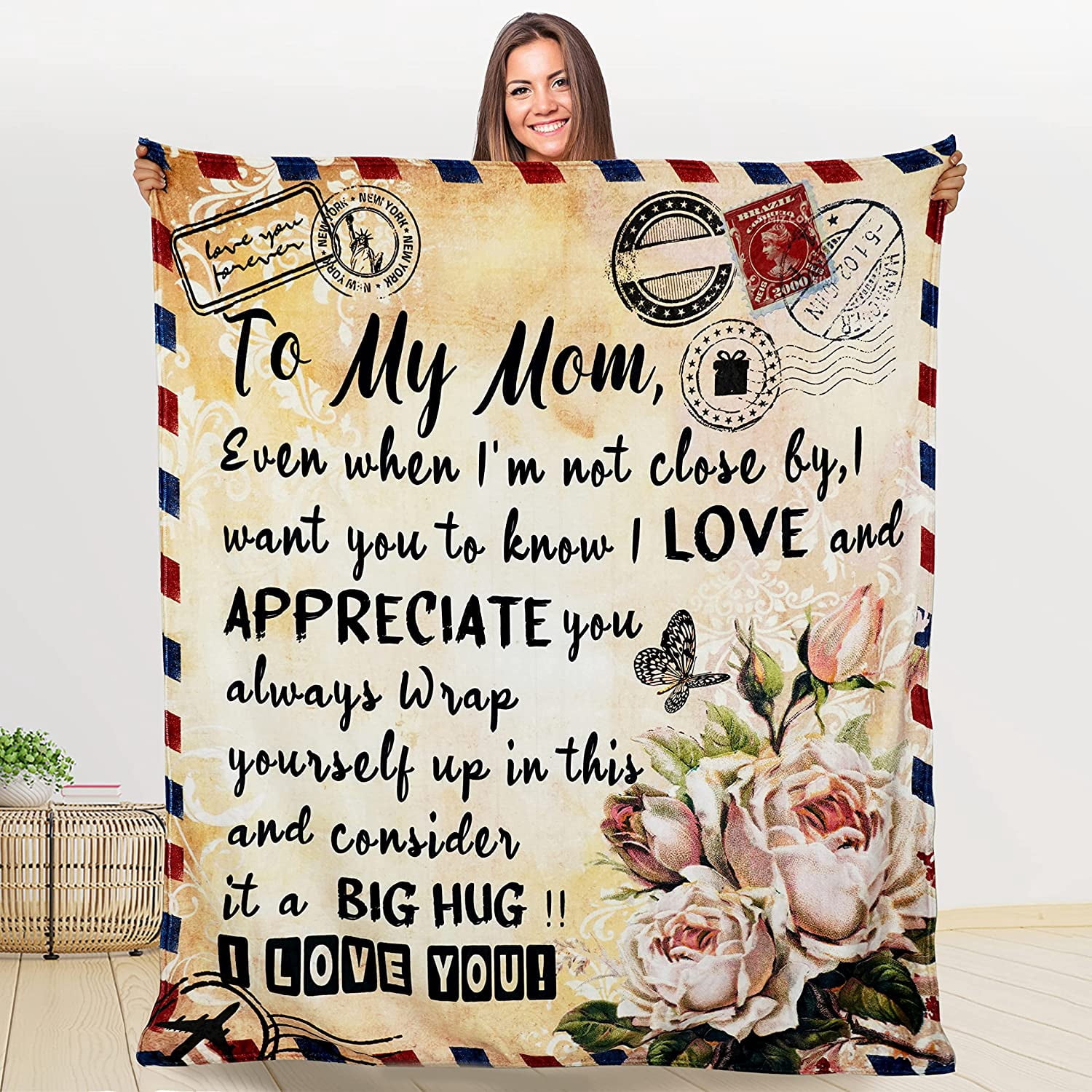 Mom Blanket Gift Personalized Fleece Throw Envelope Blanket Birthday ...