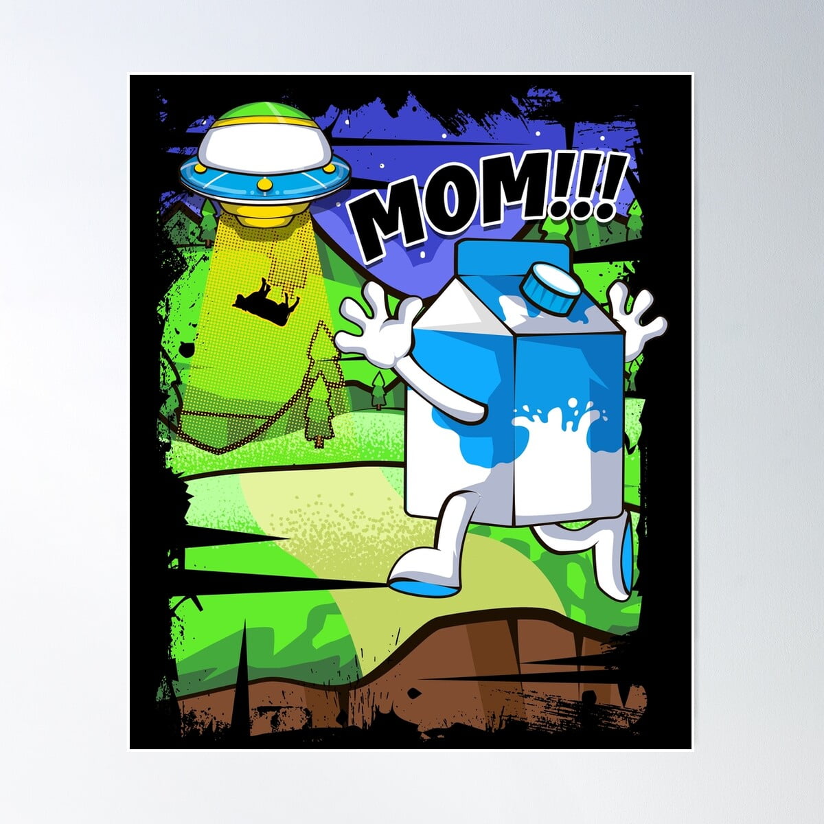 Mom Cow Alien Abduction Ufo Space Science Fiction Fun Aliens Poster ...