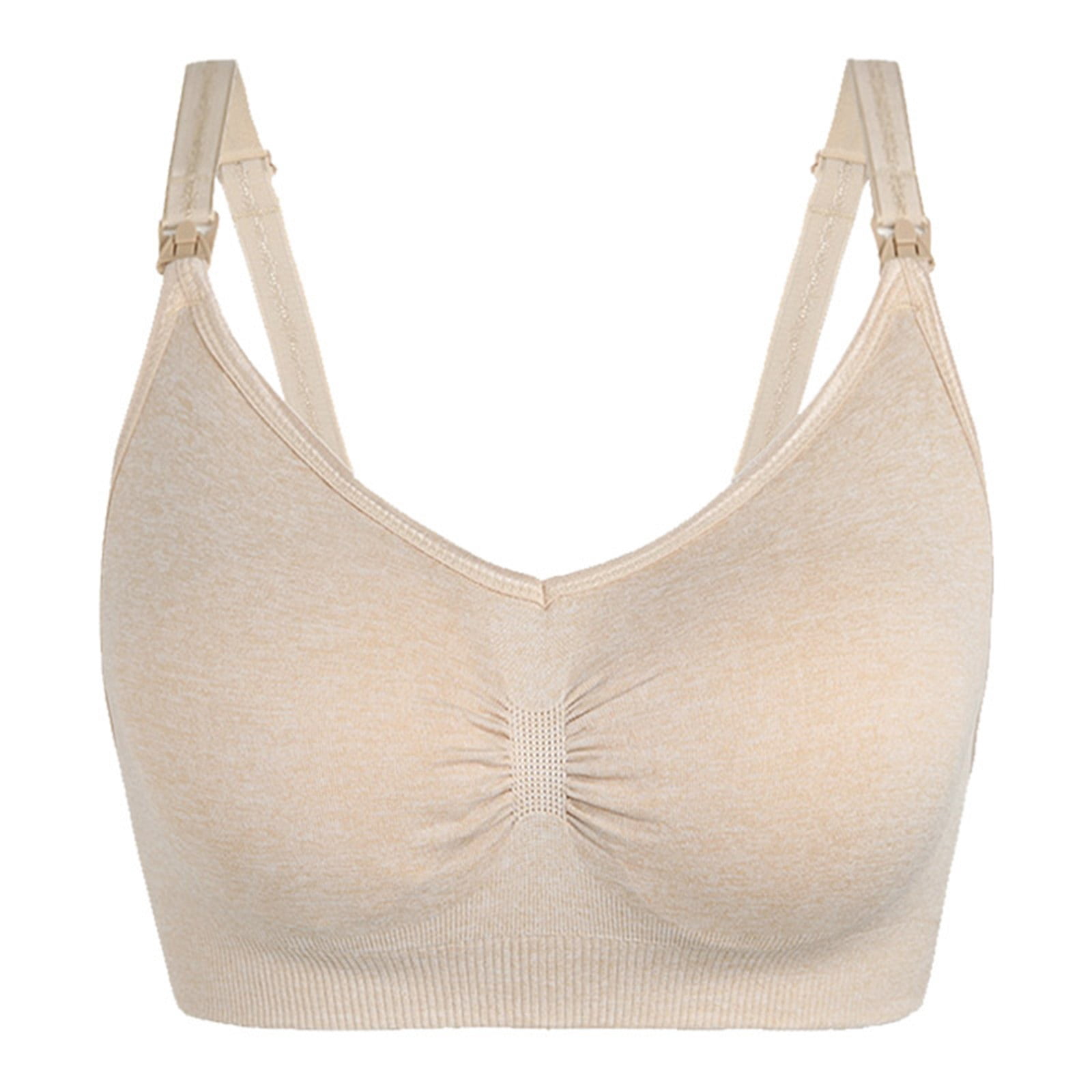 Mom Cozy Women Underwear Breast Pumping Bra Hands Ventilation Bag Beige Nursing Bra