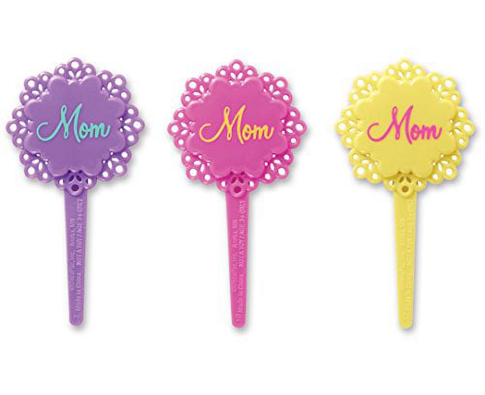 Mom Cutout Flower Cupcake Picks - 12 Ct - Walmart.com
