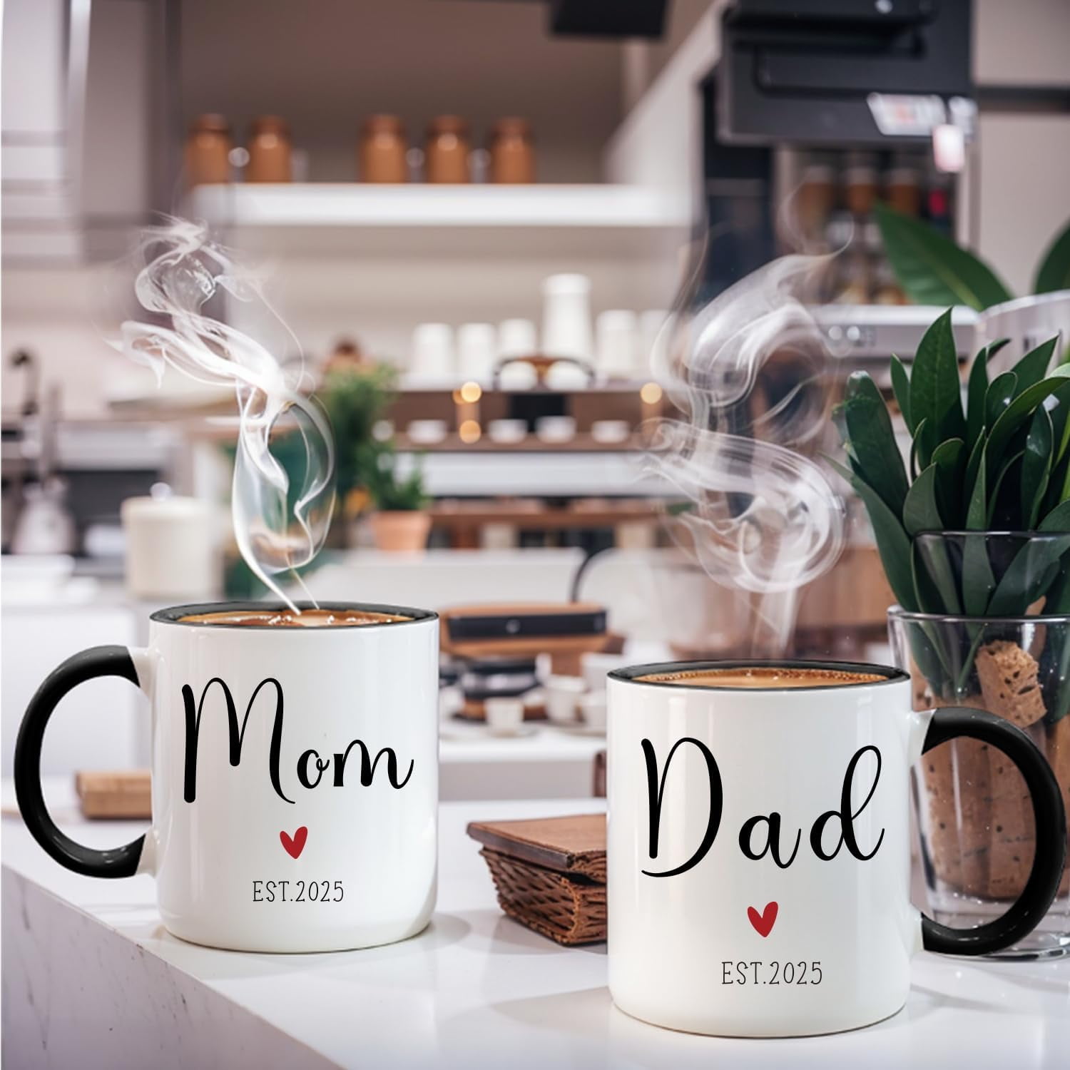 Mom Dad Est 2025 Mugs, Pregnancy Announcement Gifts for Expecting ...