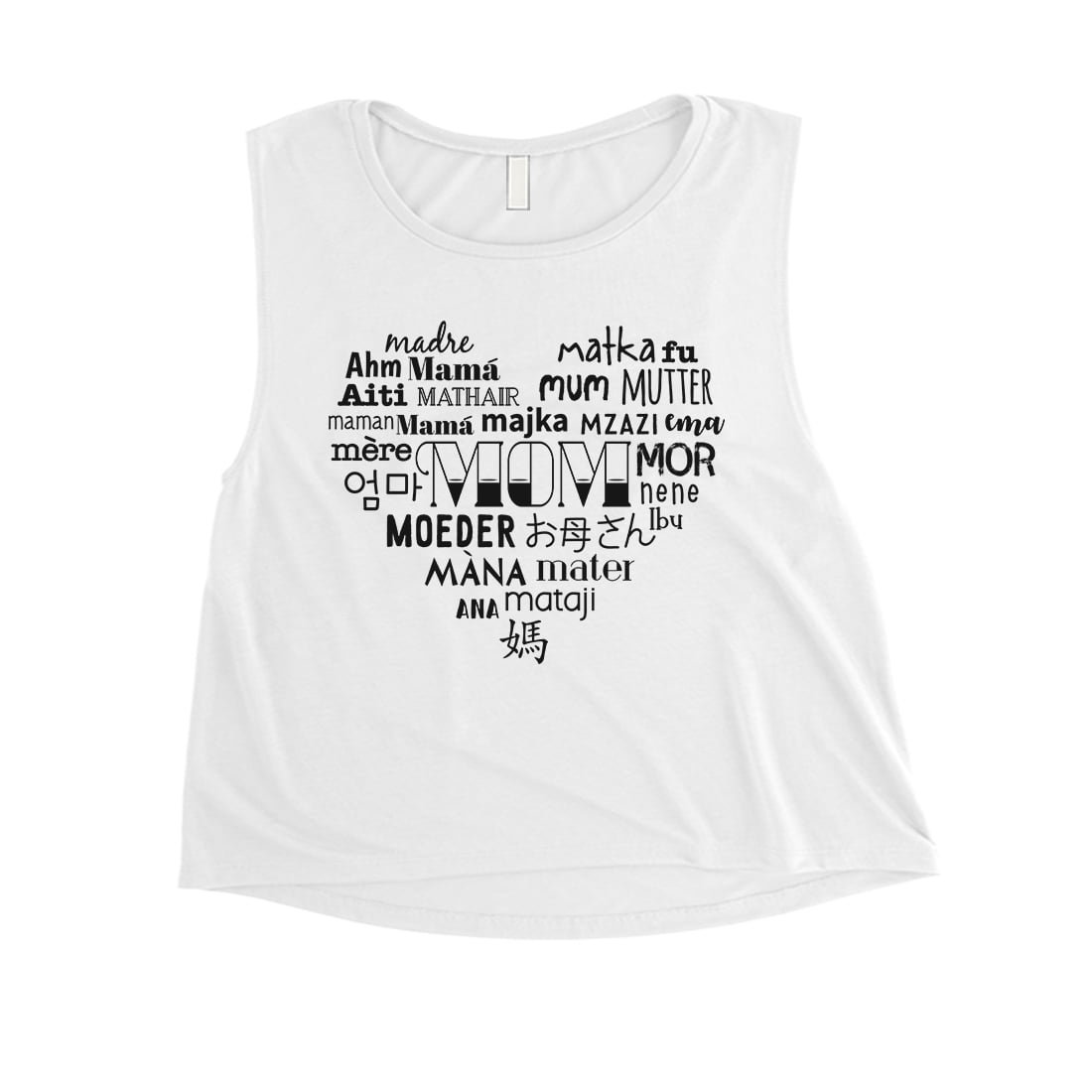 Mom Different Languages Womens White Crop Tank Top Mothers Day Gift ...