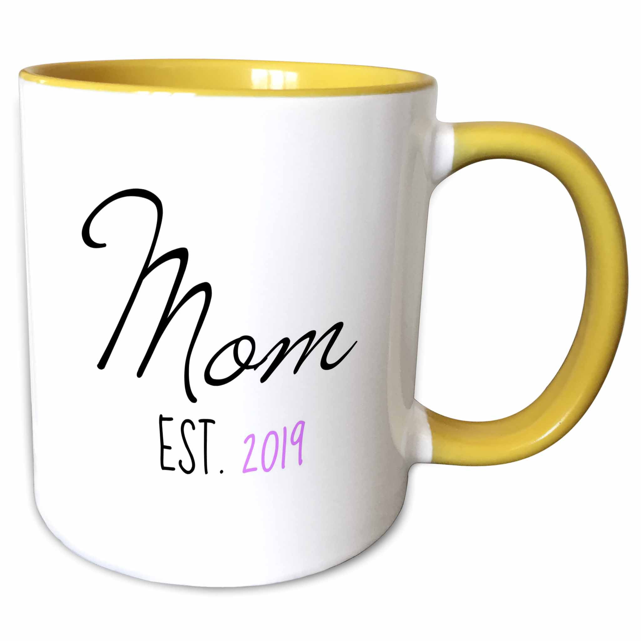 3drose, Mom Est 2019, Pink Lettering, Black Lettering, White Background ...