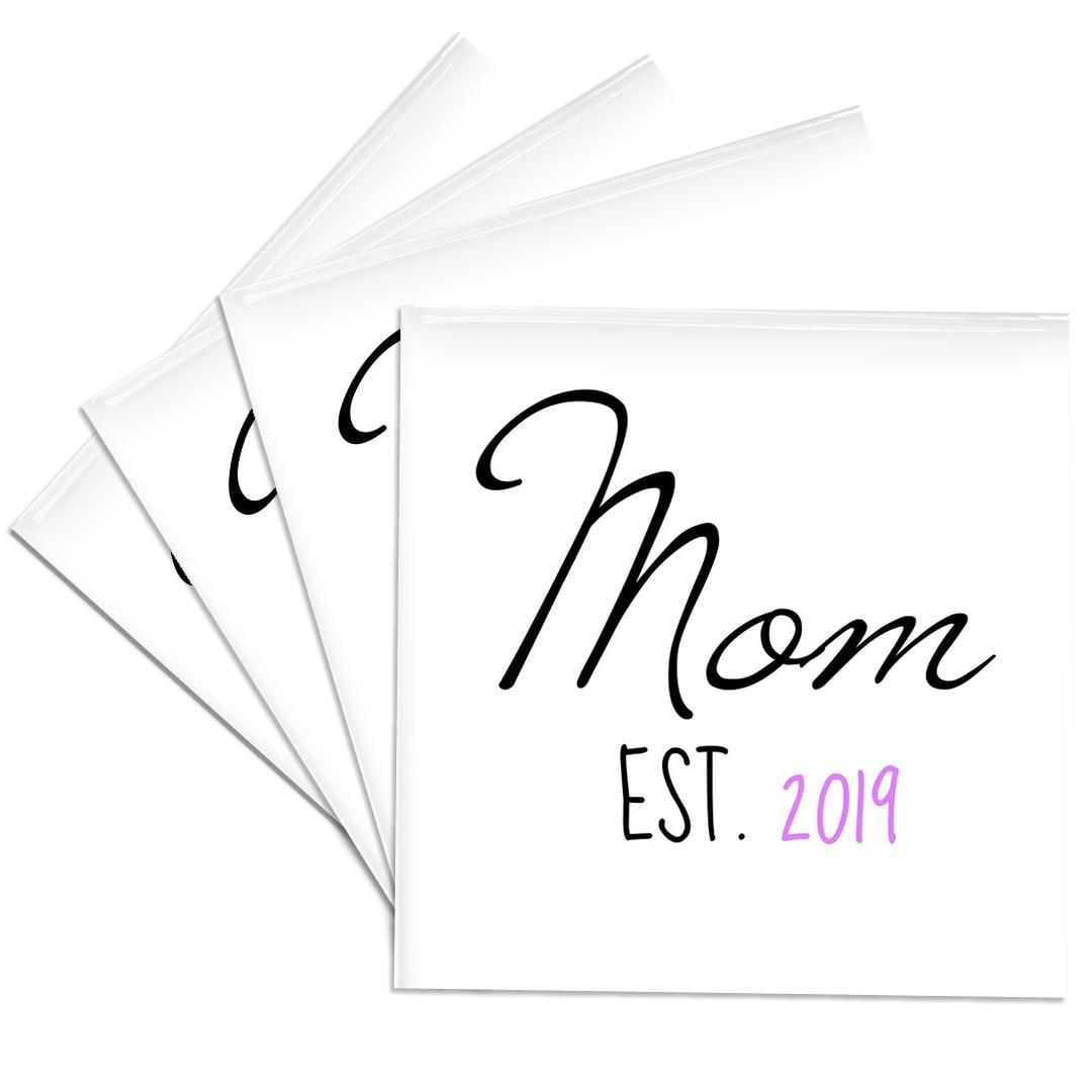 3drose, Mom Est 2019, Pink Lettering, Black Lettering, White Background ...