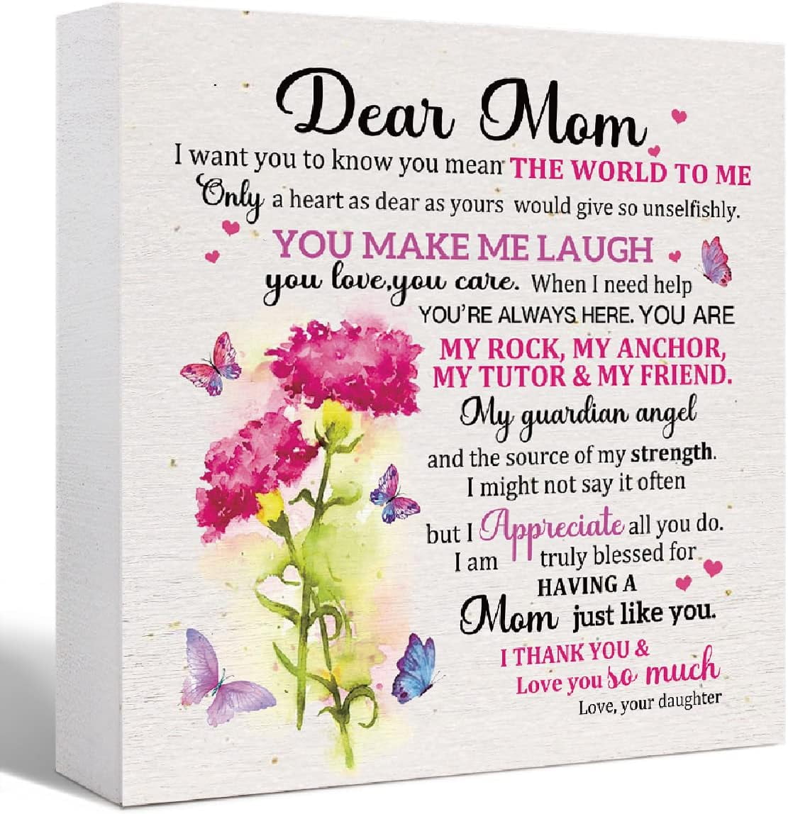 Mom Gift From Daughter, Dear Mom I Want You To Know You Mean The World ...