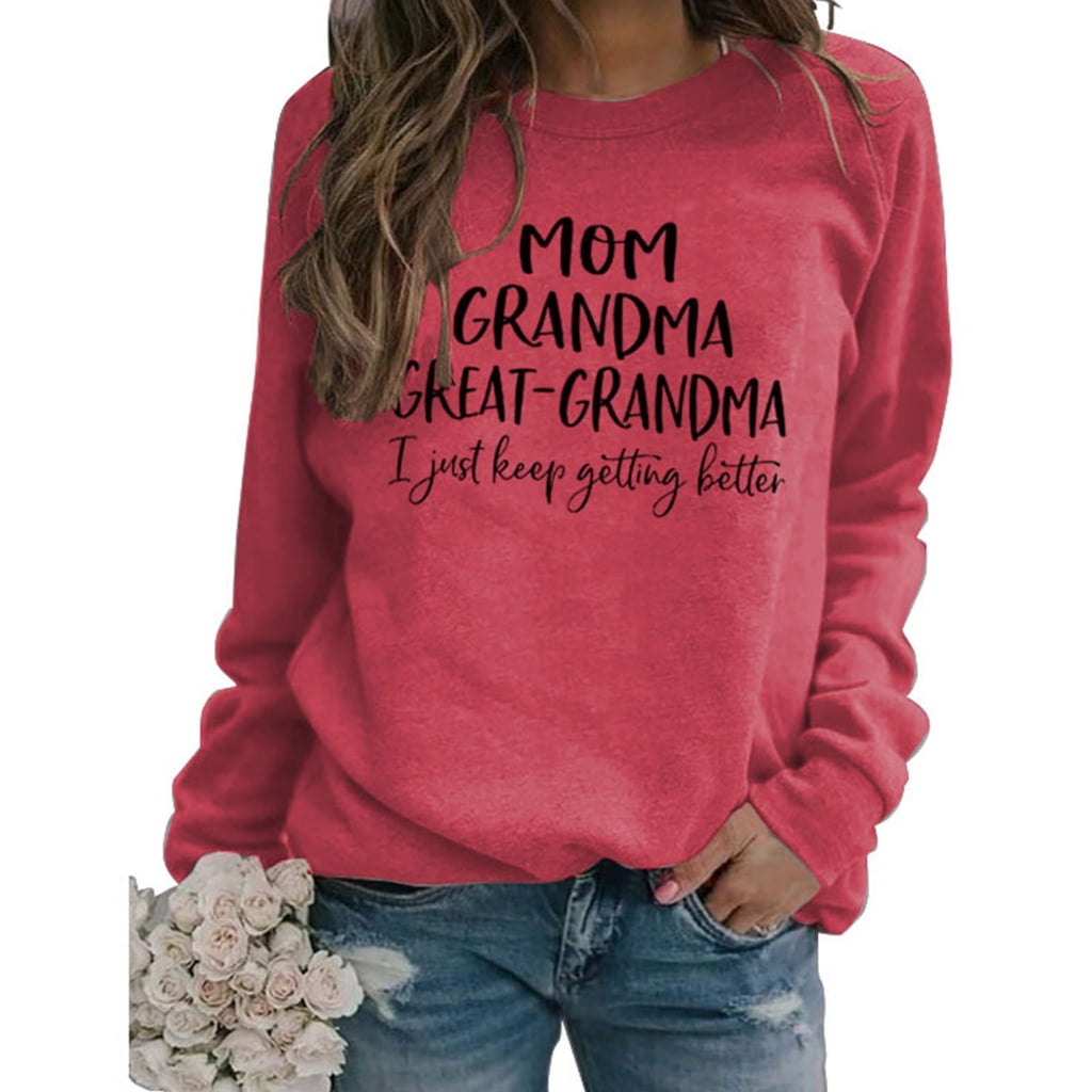 Mom Grandma Great Letters Print Fall Sweatshirt for Women Long Sleeve ...