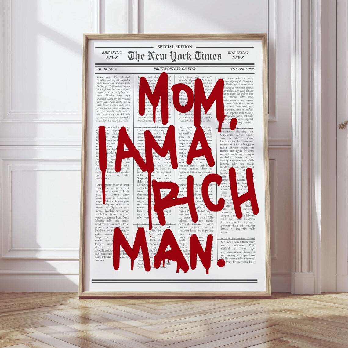 Mom I Am A Rich Man Trendy Retro Newspapers, New York News Print ...