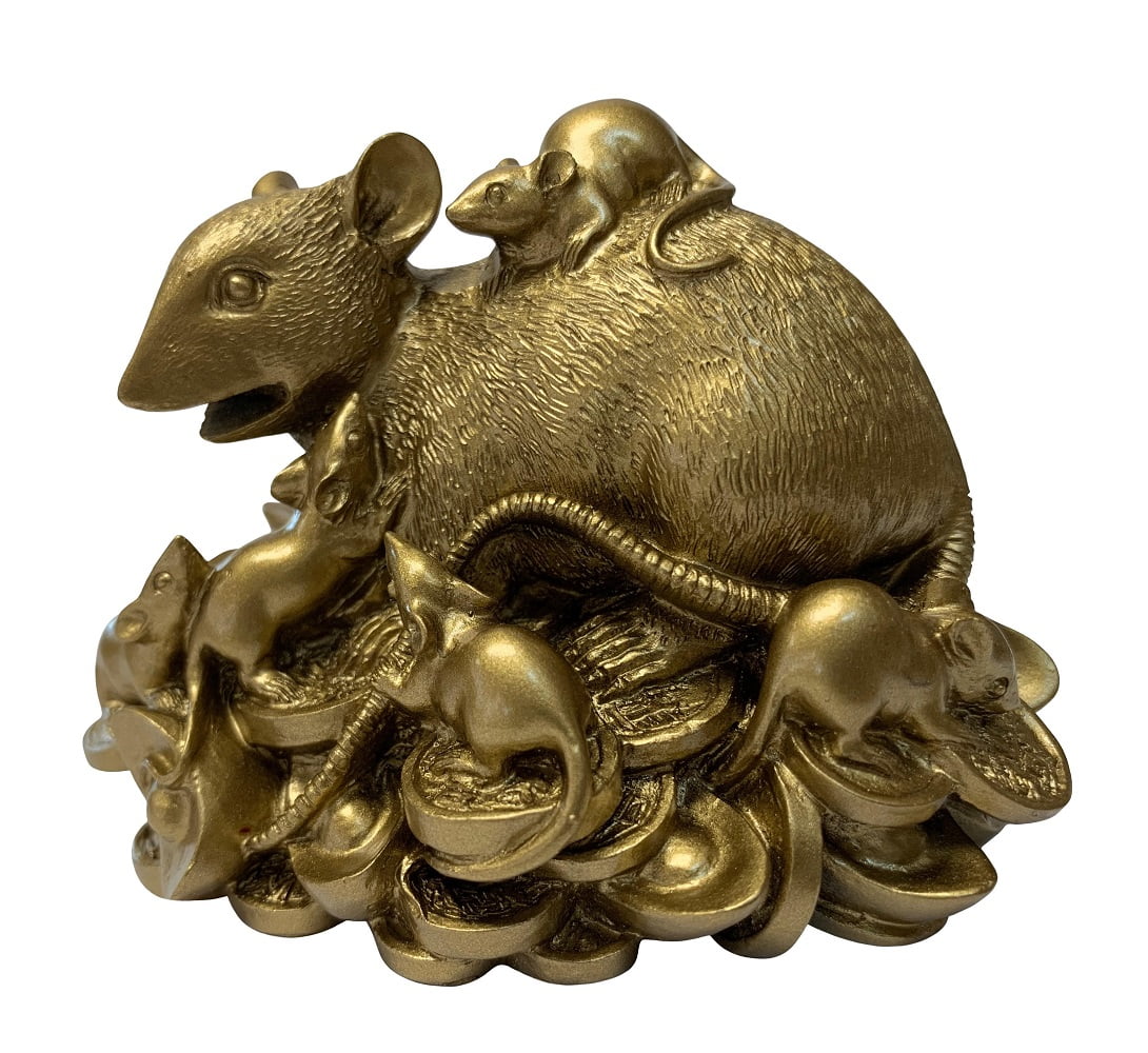 Mom & Kids Golden Feng Shui Rats for Year of Rat - Walmart.com