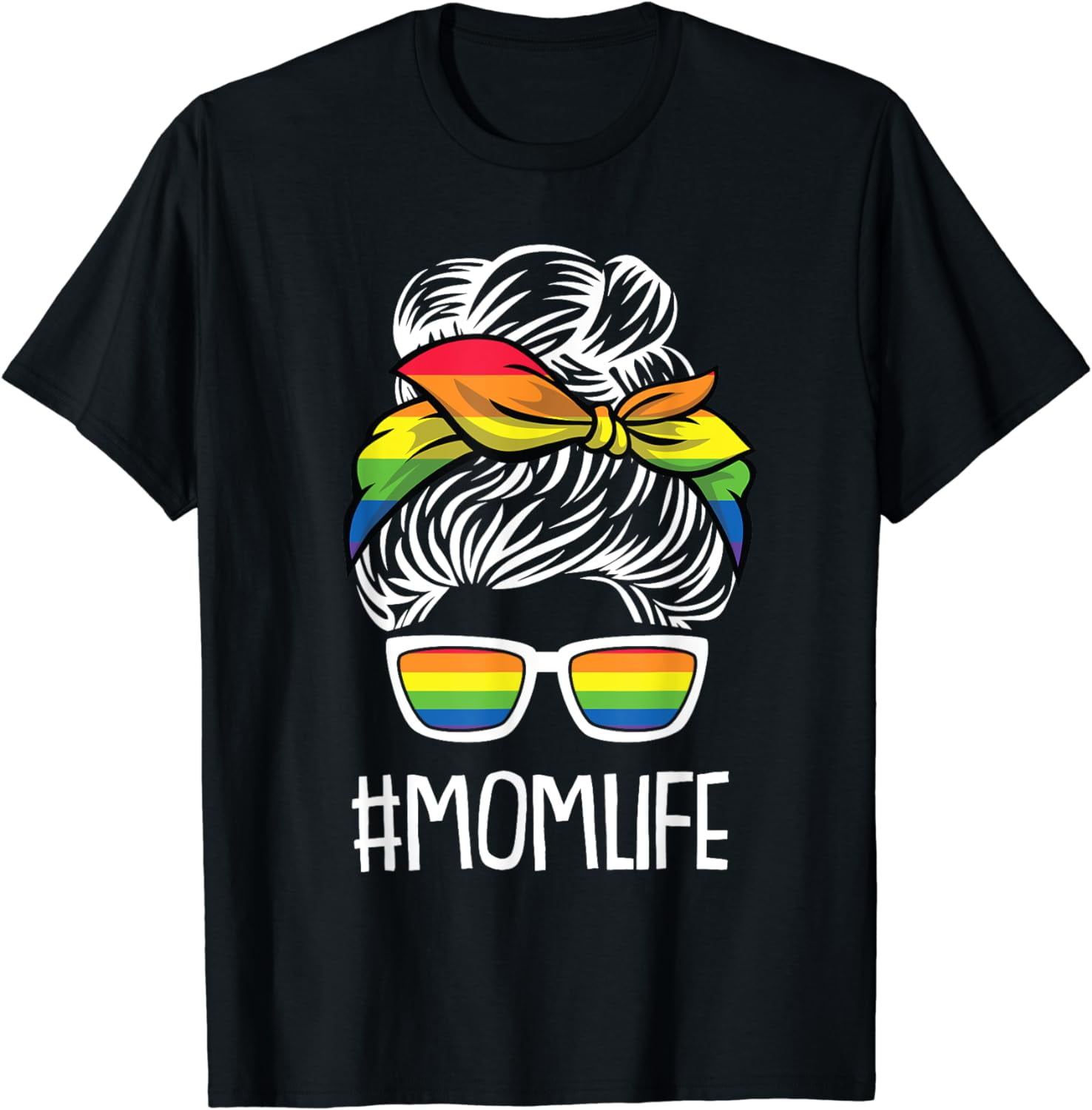 Mom Life Gay Pride Rainbow Flag LGBT-Q Ally Mama Mother T-Shirt ...