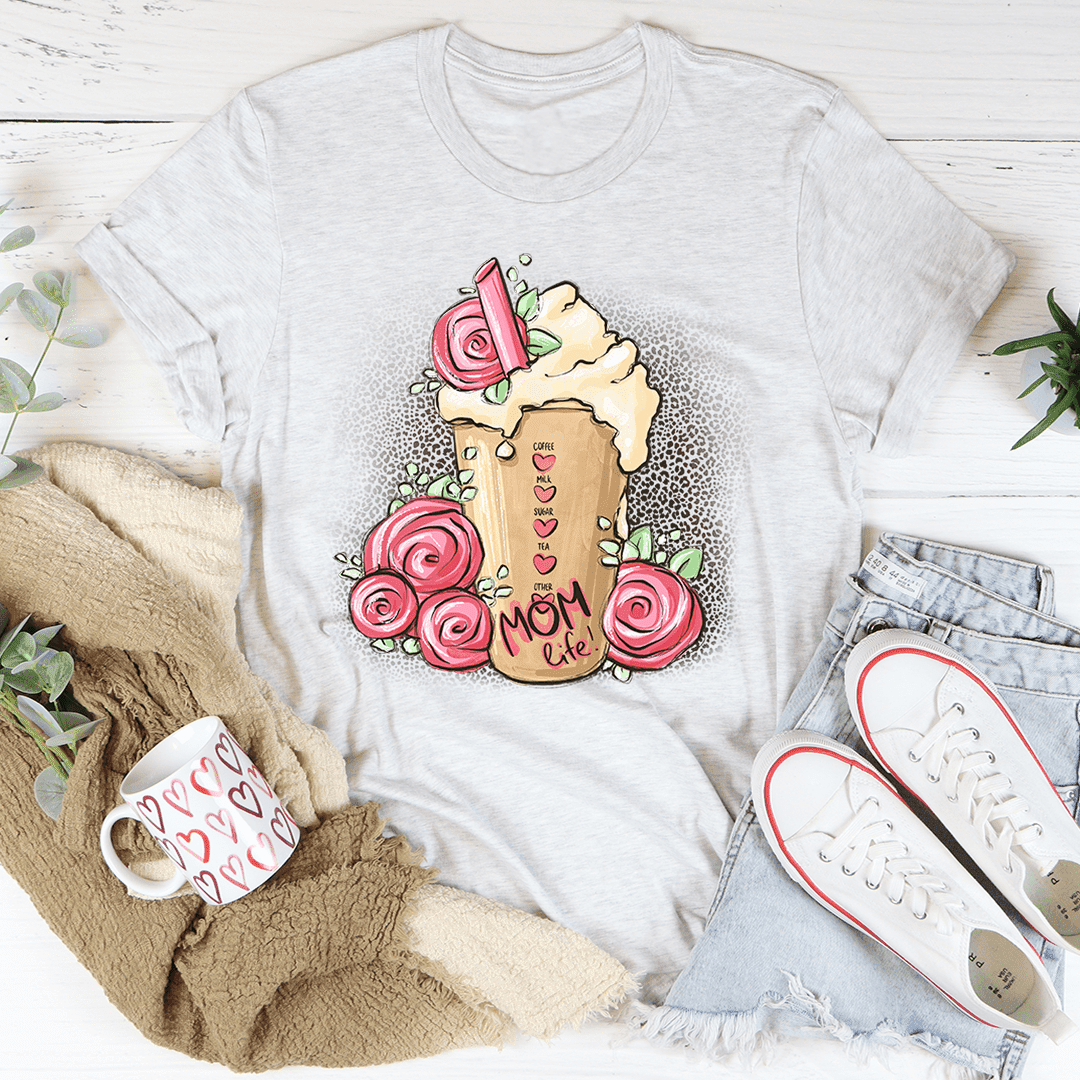 Mom Life Iced Latte Tee Heather Prism Dusty Blue S Peachy Sunday T ...