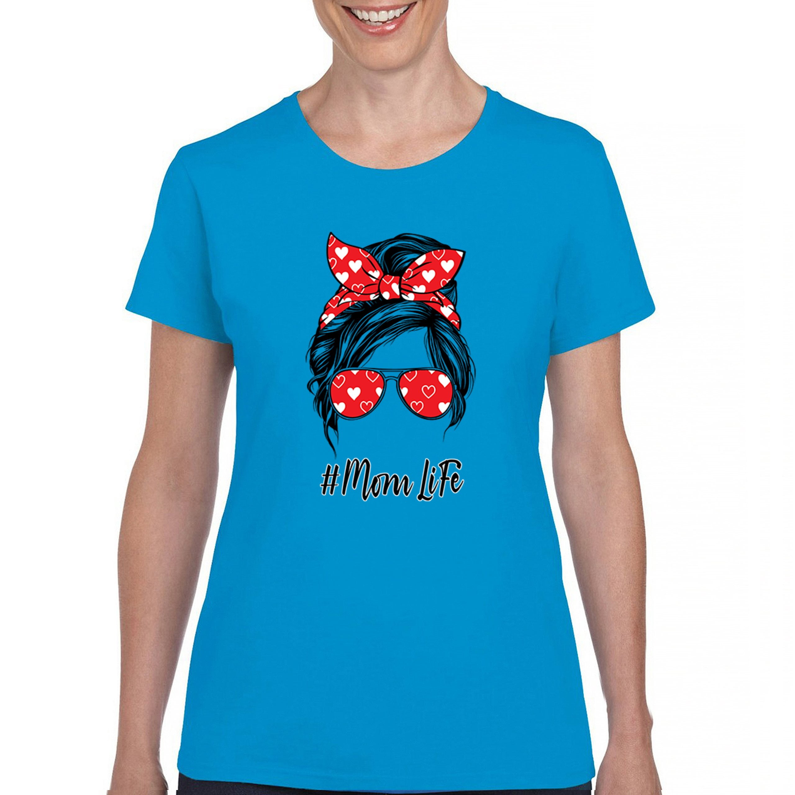 Mom Life Messy Bun T-Shirt Trendy Motherhood Parenting Maternity Family ...