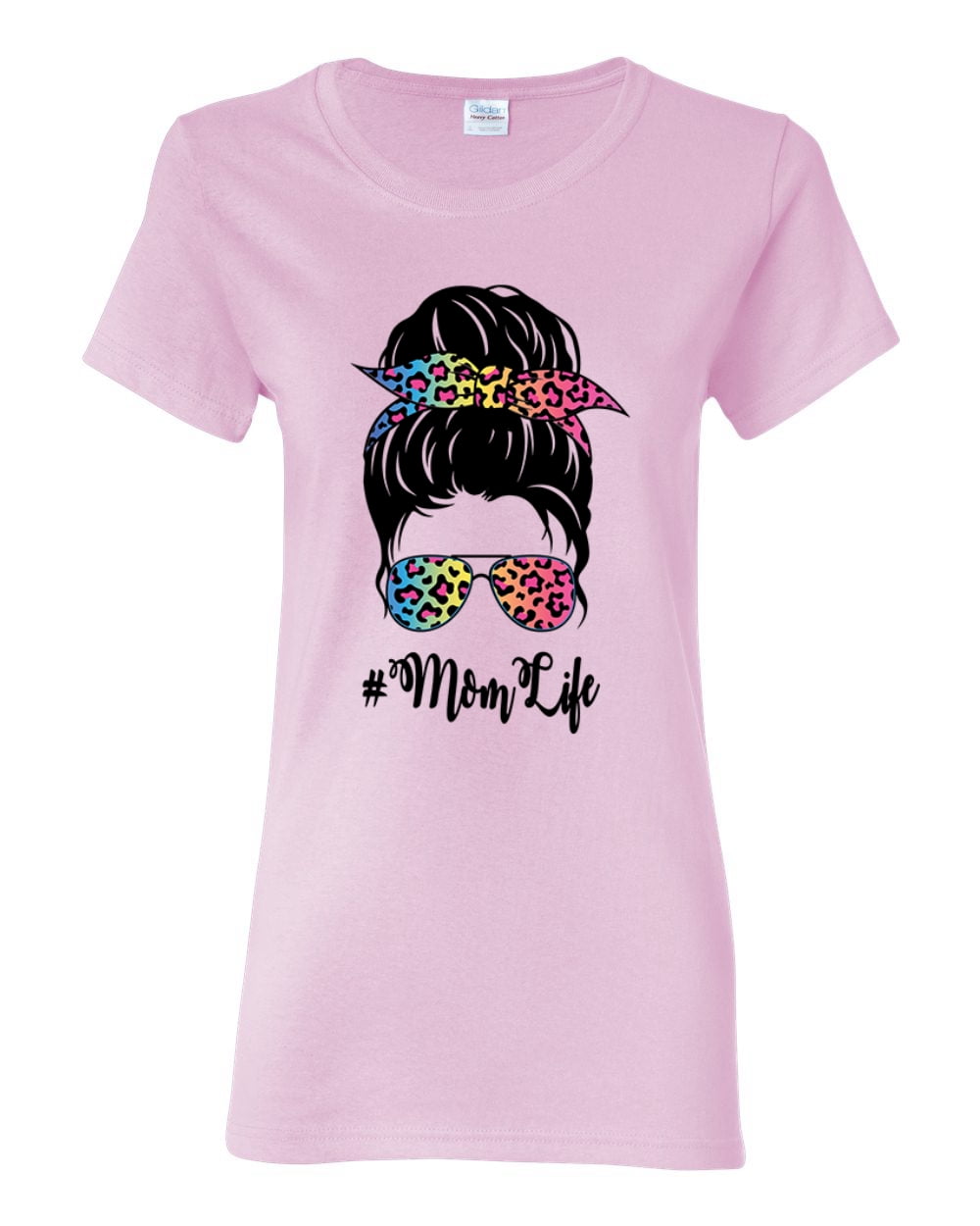 Mom Life Messy Hair Bun Tie Dye Leopard Print Bandana Funny Mother