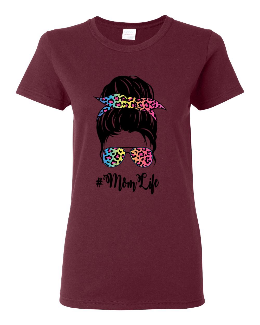 Mom Life Messy Hair Bun Tie Dye Leopard Print Bandana Funny Mother