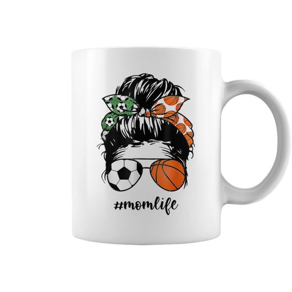 Mom Life Soccer And Basketball Messy Bun Mother Day Coffee M - Walmart.com