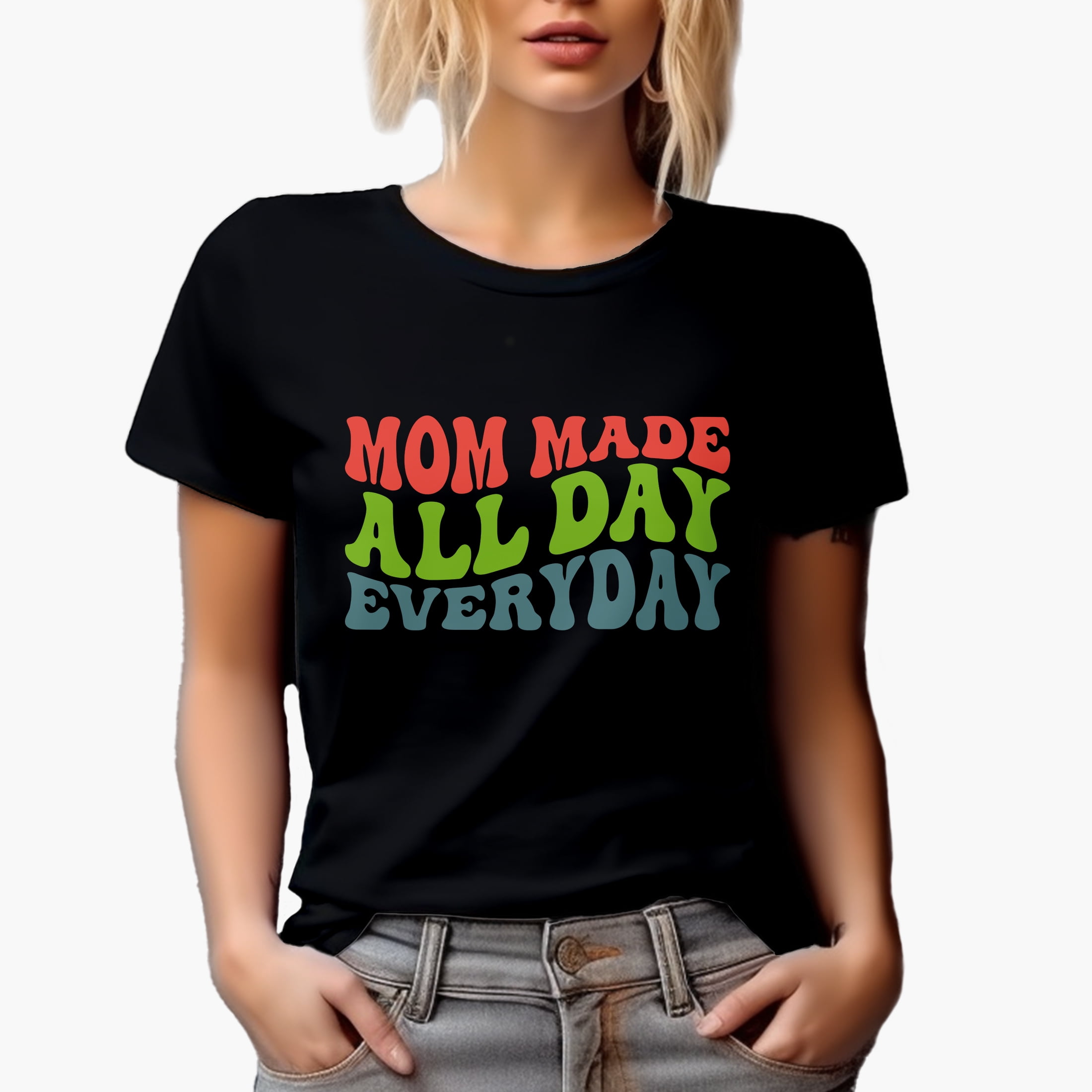 Mom Made All Day Every Day, Home Cook Mother Quote, Groovy Retro Wavy ...