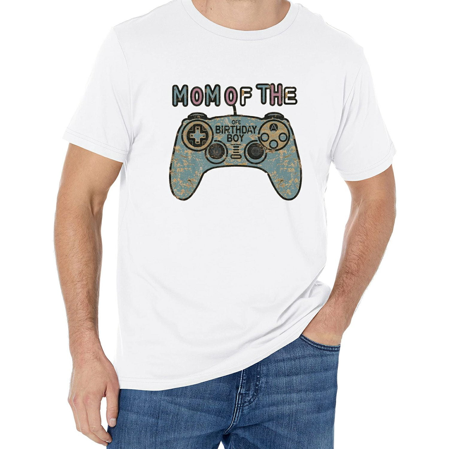 Mom Of The Birthday Matching Video Gamer Birthday Party Vintage Mens T ...
