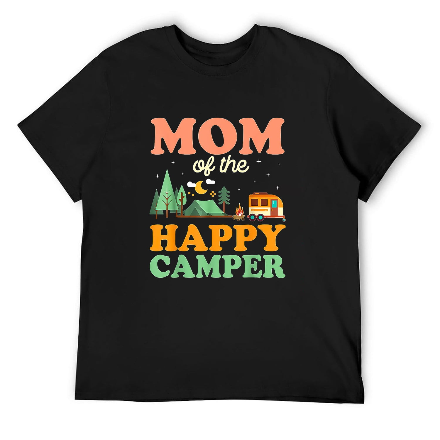 Mom Of The Happy Camper Shirt Women 1st Bday Camping Trip T-Shirt Black ...