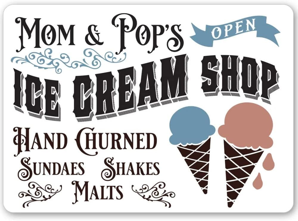 Mom & Pops Ice Cream Sign, Ice Cream Sign, Ice Cream Truck, Ice Cream ...