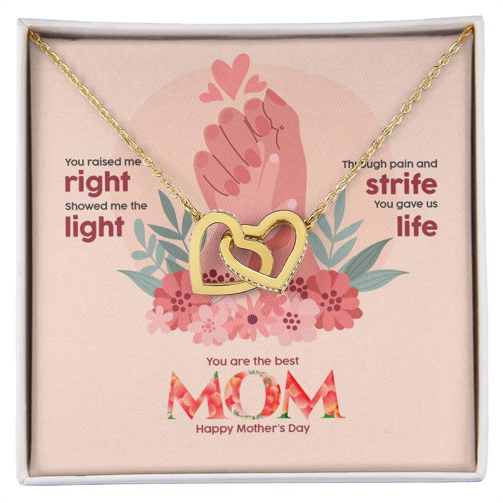 Mom, Raised Me Right!, Interlocking Hearts Necklace, 14K White Gold ...