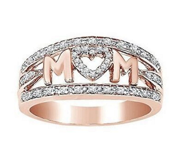 Mom Ring Gold Plated Diamond Heart Ring - Walmart.com