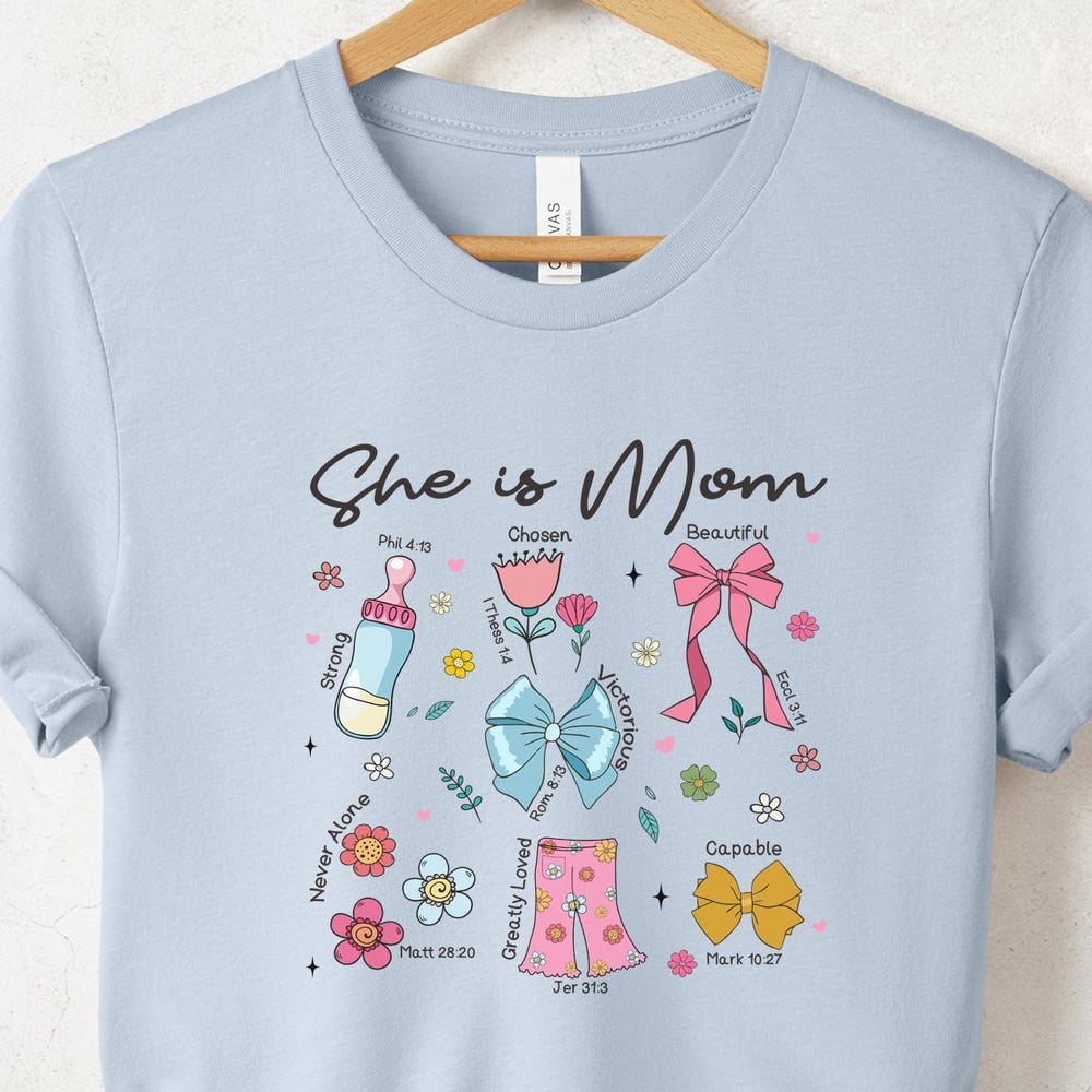 She Is Mom Shirt, Coquette Praying Mama Shirts, Bible Verse Shirt ...