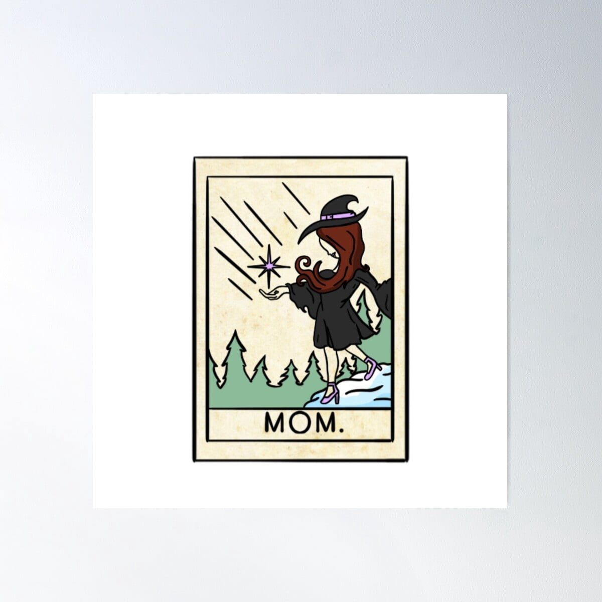 Mom Tarot Card (Brown) Poster Wall Art, Modern Wall Decor For Living ...