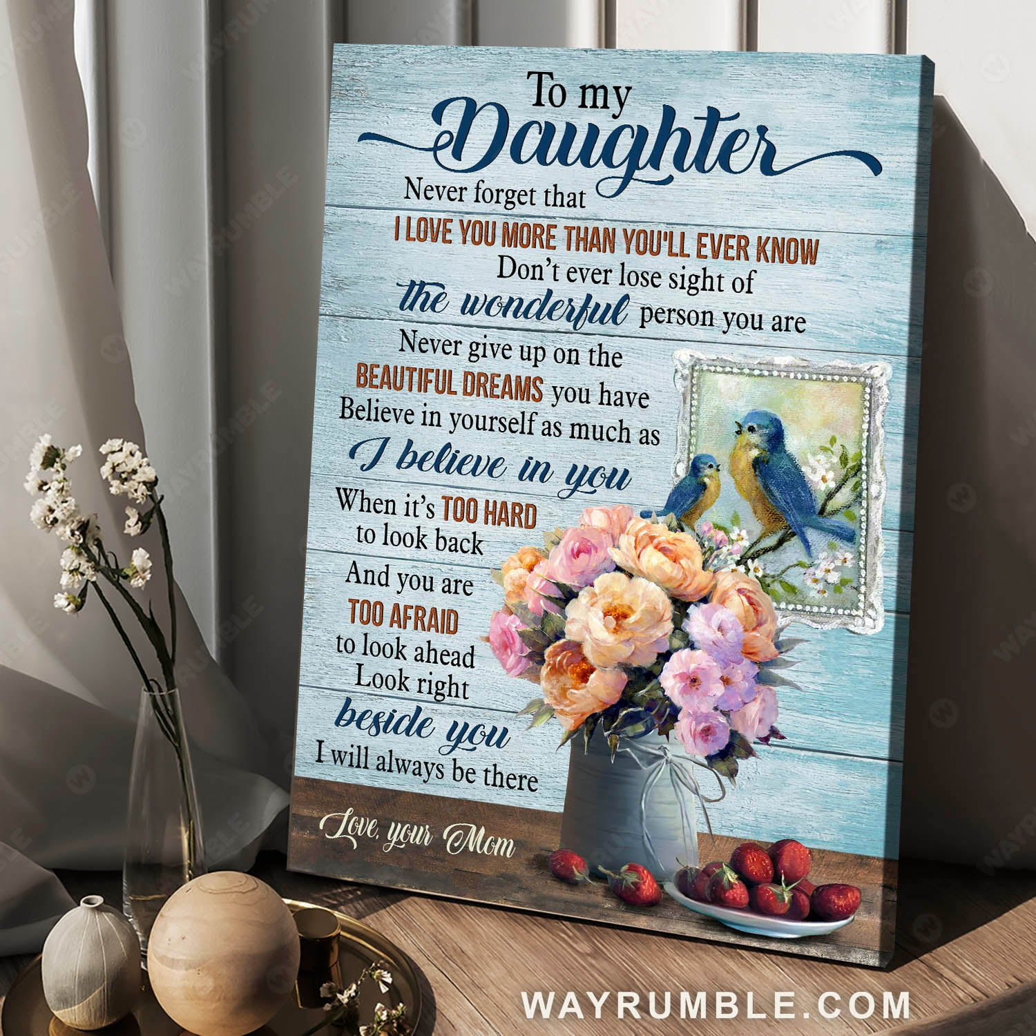 Mom To Daughter, Rose Vase, Blue Jay Painting, Vintage Painting, I Will Always Be There - Family ...