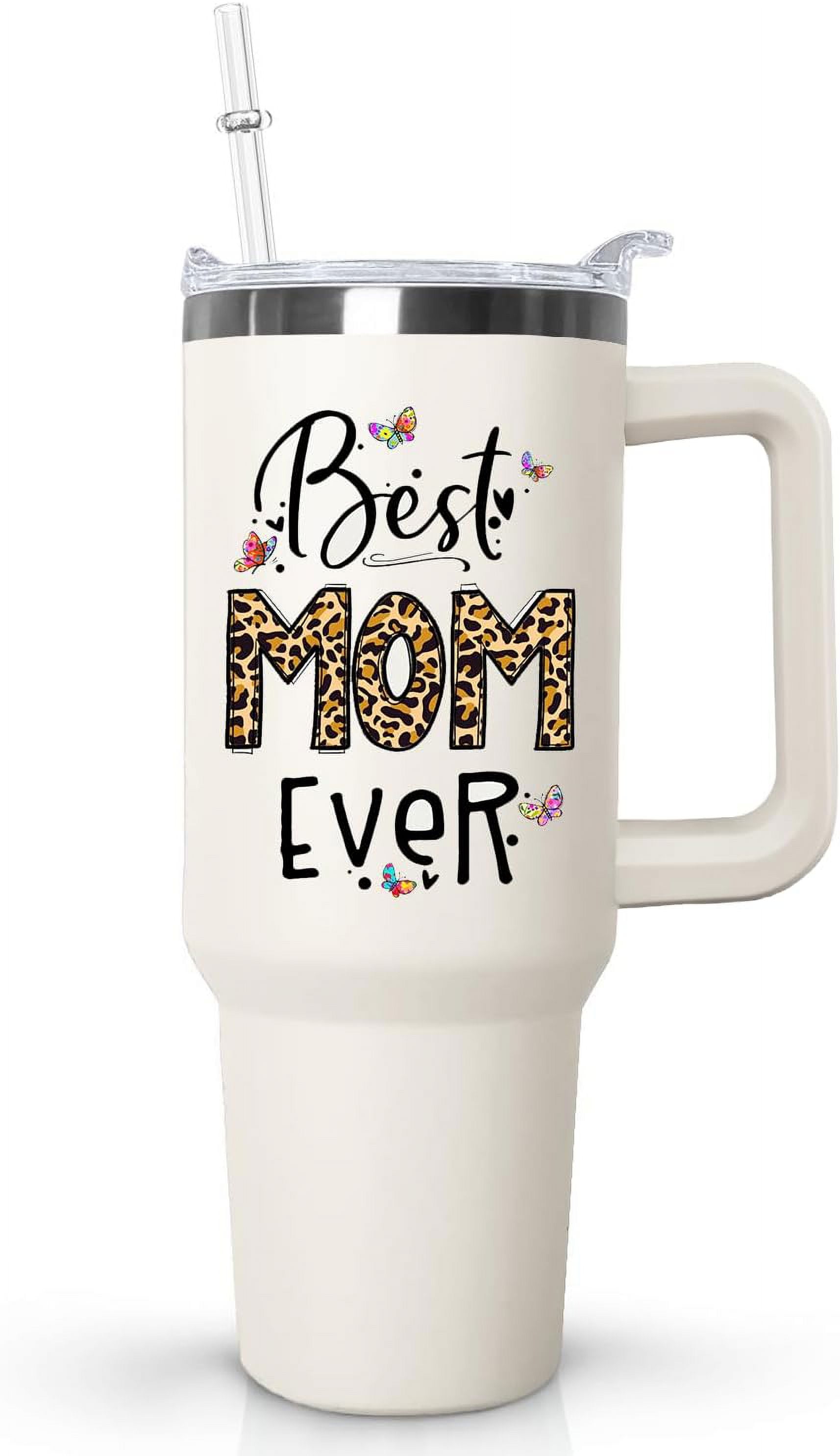 Mom Tumbler With Handle Lid And Straw 40 Oz Best Mom Ever Vacuum