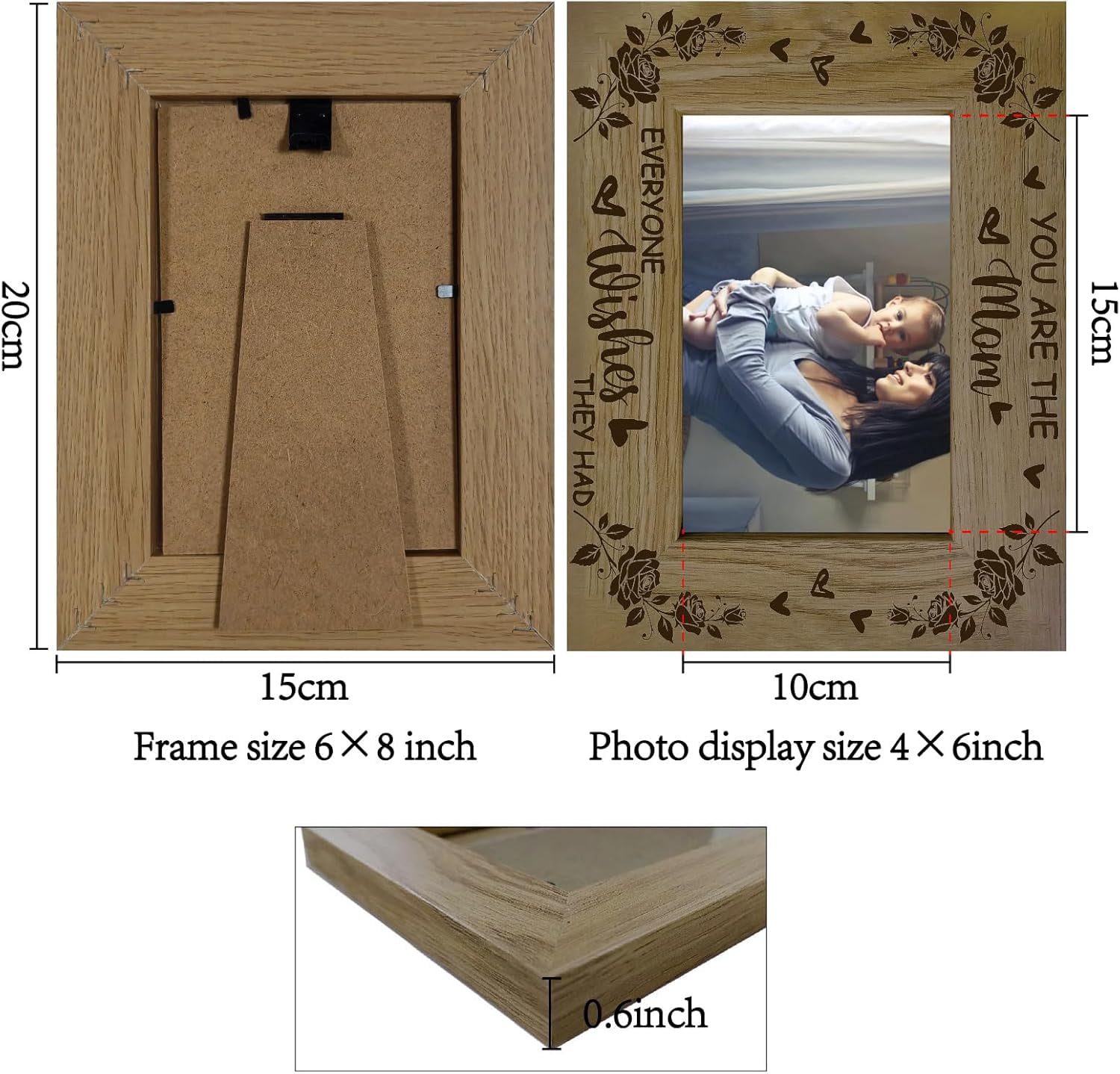 Mom Wood Frame Engraved Wooden Photo Frames Natural Vintage You are The ...