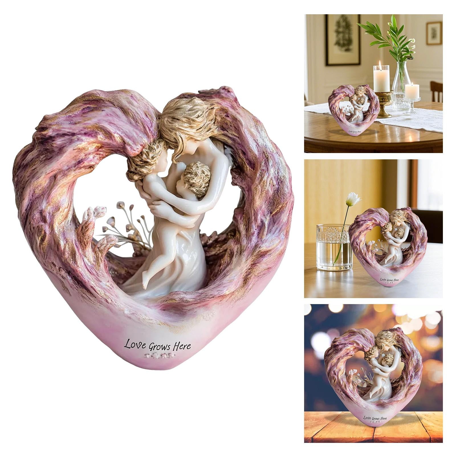 Mom and Child Statue Cast Iron Mother Figurine from Son Daughter Home ...