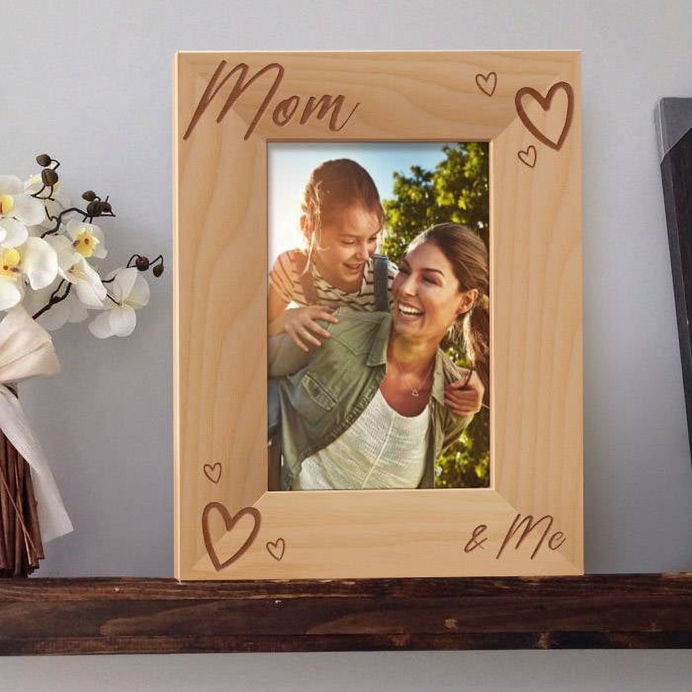 Mom and Me Personalized Wooden Picture Frame 4" x 6" Brown (Vertical ...
