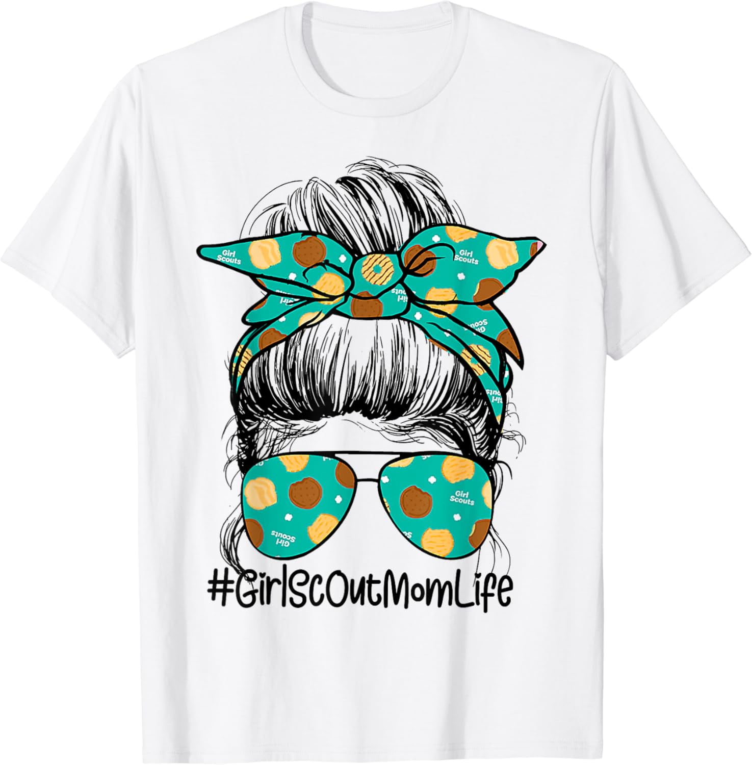 Mom life Messy Bun Scout For Girls Cookie T-Shirt - Walmart.com