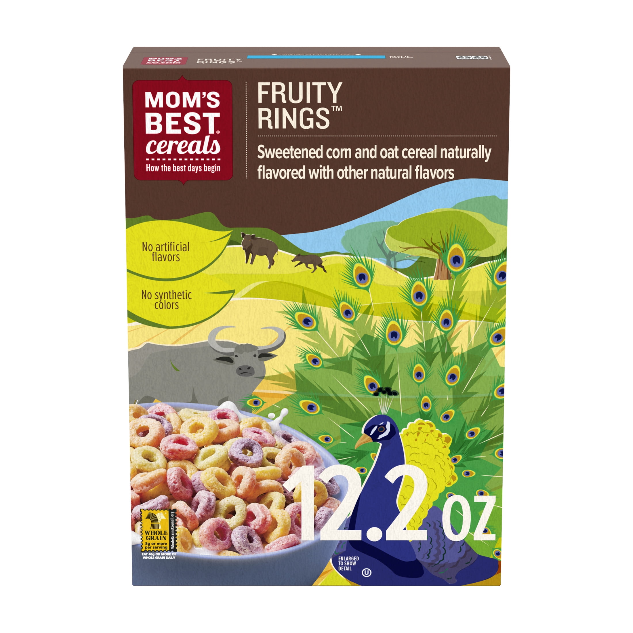 Mom's Best Fruity Rings Cereal, No Artificial Flavors, No Synthetic Colors, Crunchy, 12.2 oz Box ...