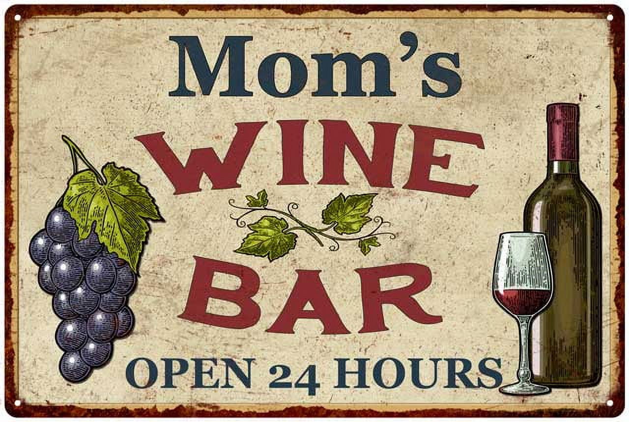 Mom's Rustic Wine Bar Sign Wall Decor Kitchen Gift 16 x 24 Matte Finish ...