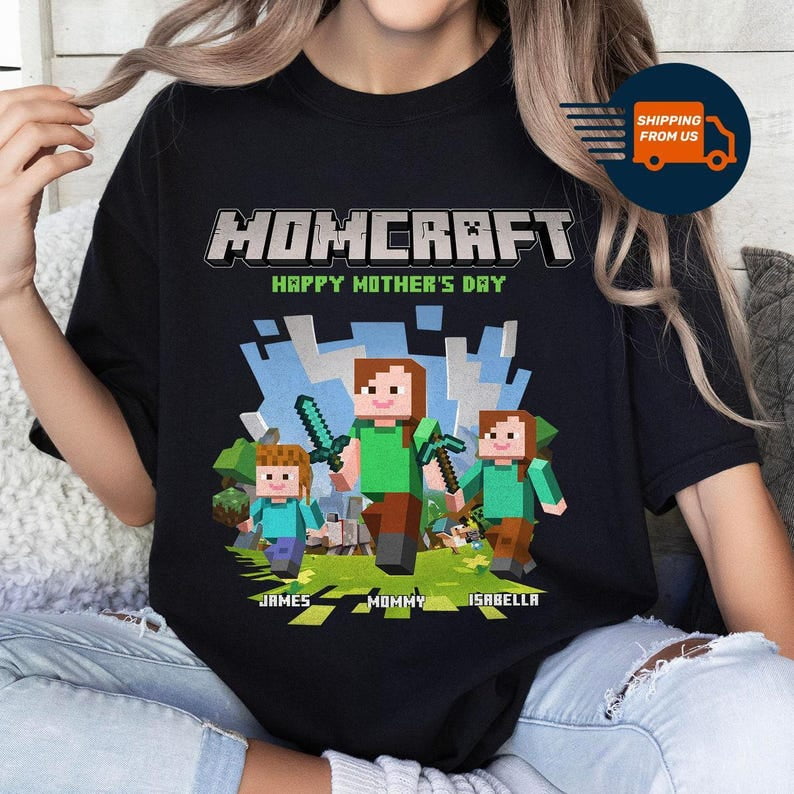 MomCraft T-shirt, A Minecraft Movie Shirt, Chicken Jockey Gaming, Happy ...